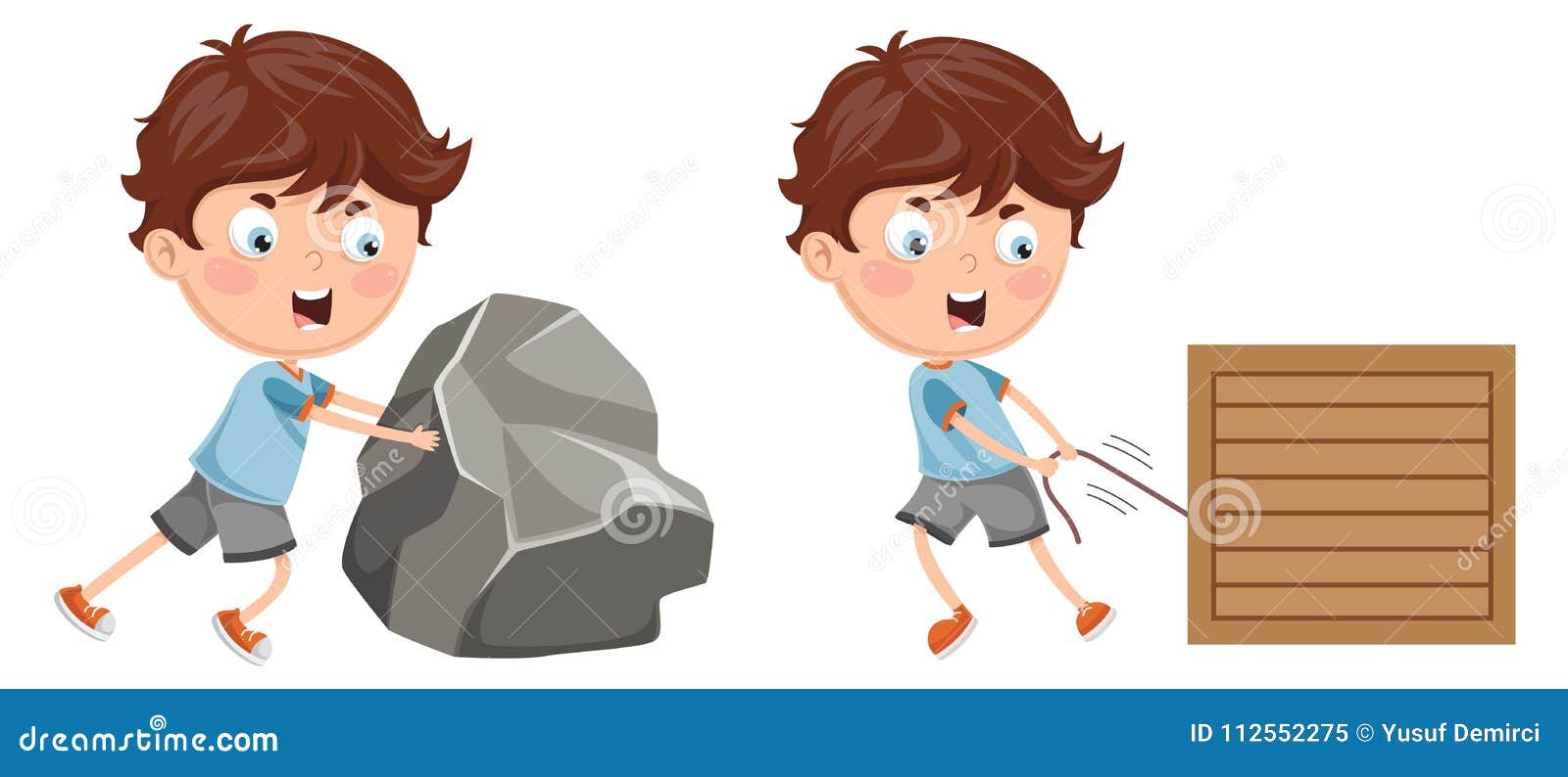 Vector Illustration of Kid Pushing and Pulling Stock Vector ...
