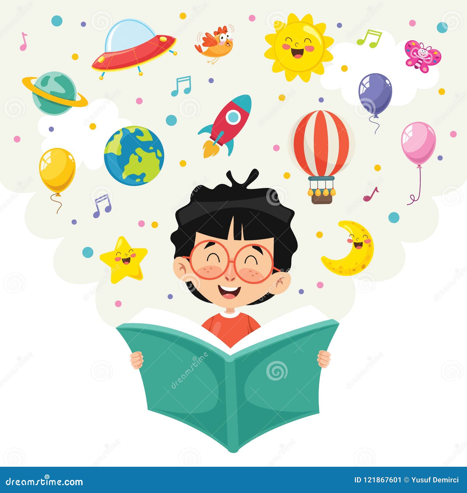 Vector Illustration of Kid Reading Book Stock Vector - Illustration of ...