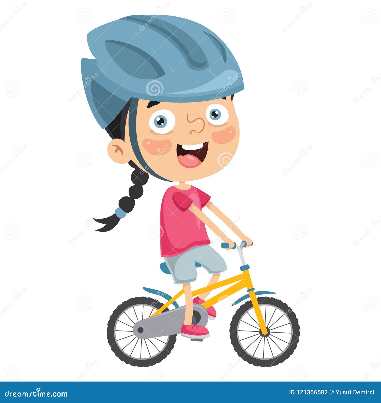 Vector Illustration of Kid Riding Bike Stock Vector - Illustration of ...