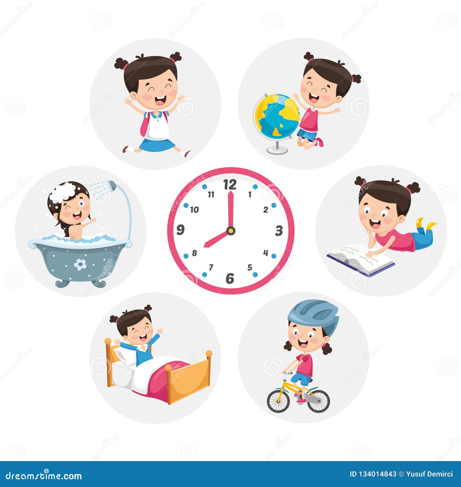 Vector Illustration of Kid daily Routine Activities Stock Vector ...