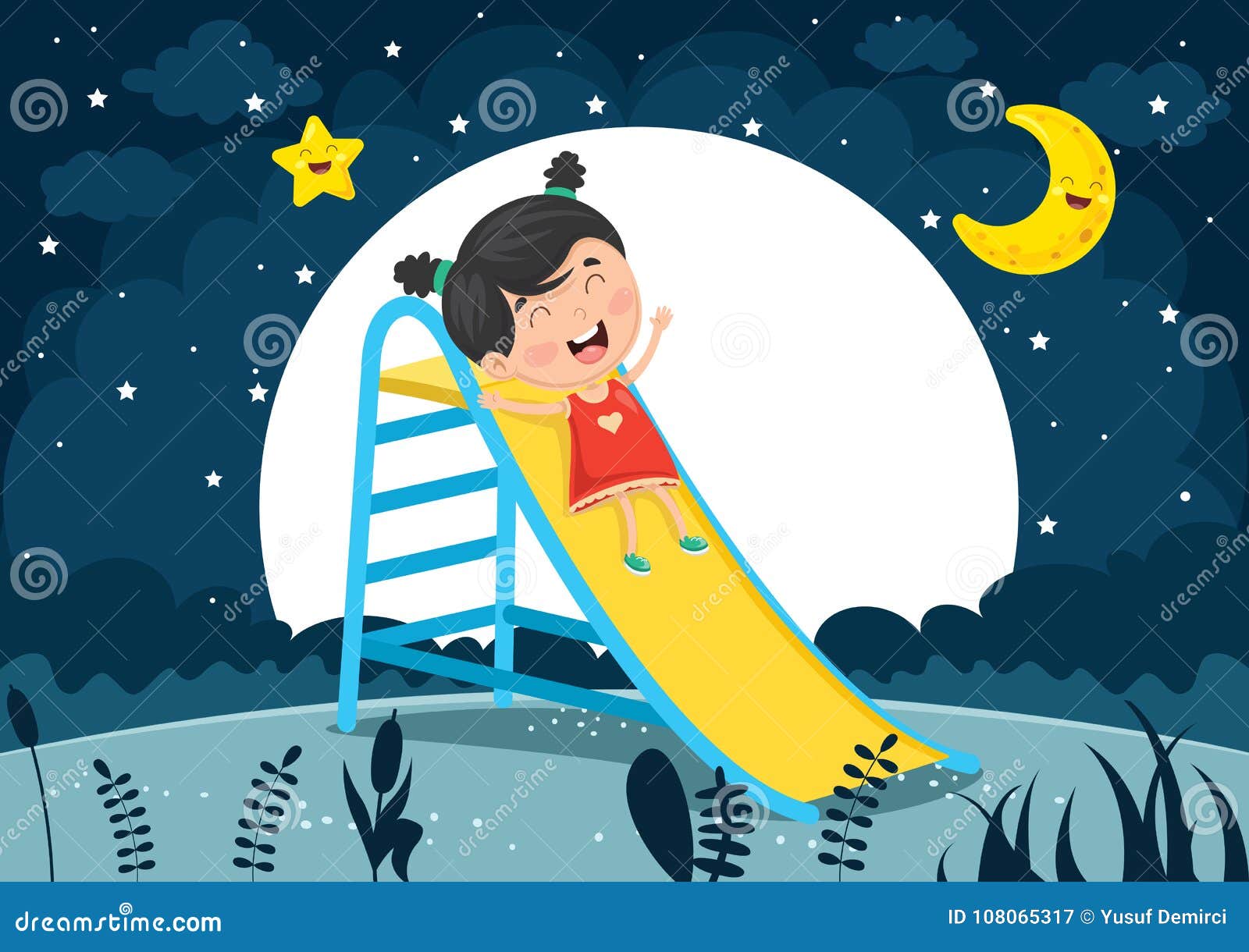 Vector Illustration of Kid Sliding Stock Vector - Illustration of ...