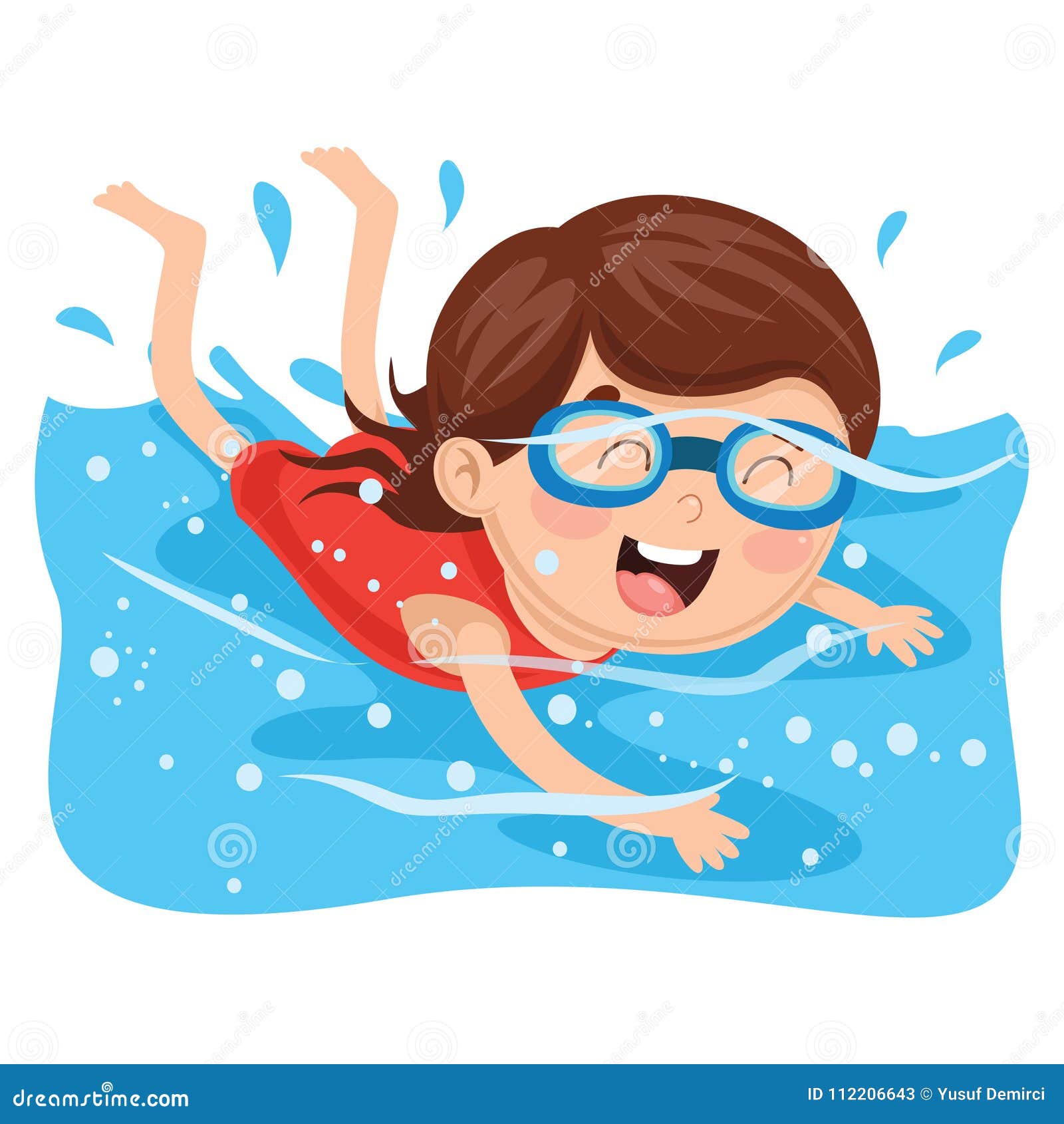 Kids Swimming Clipart Premium Vector | Illustration Cartoon Of Happy