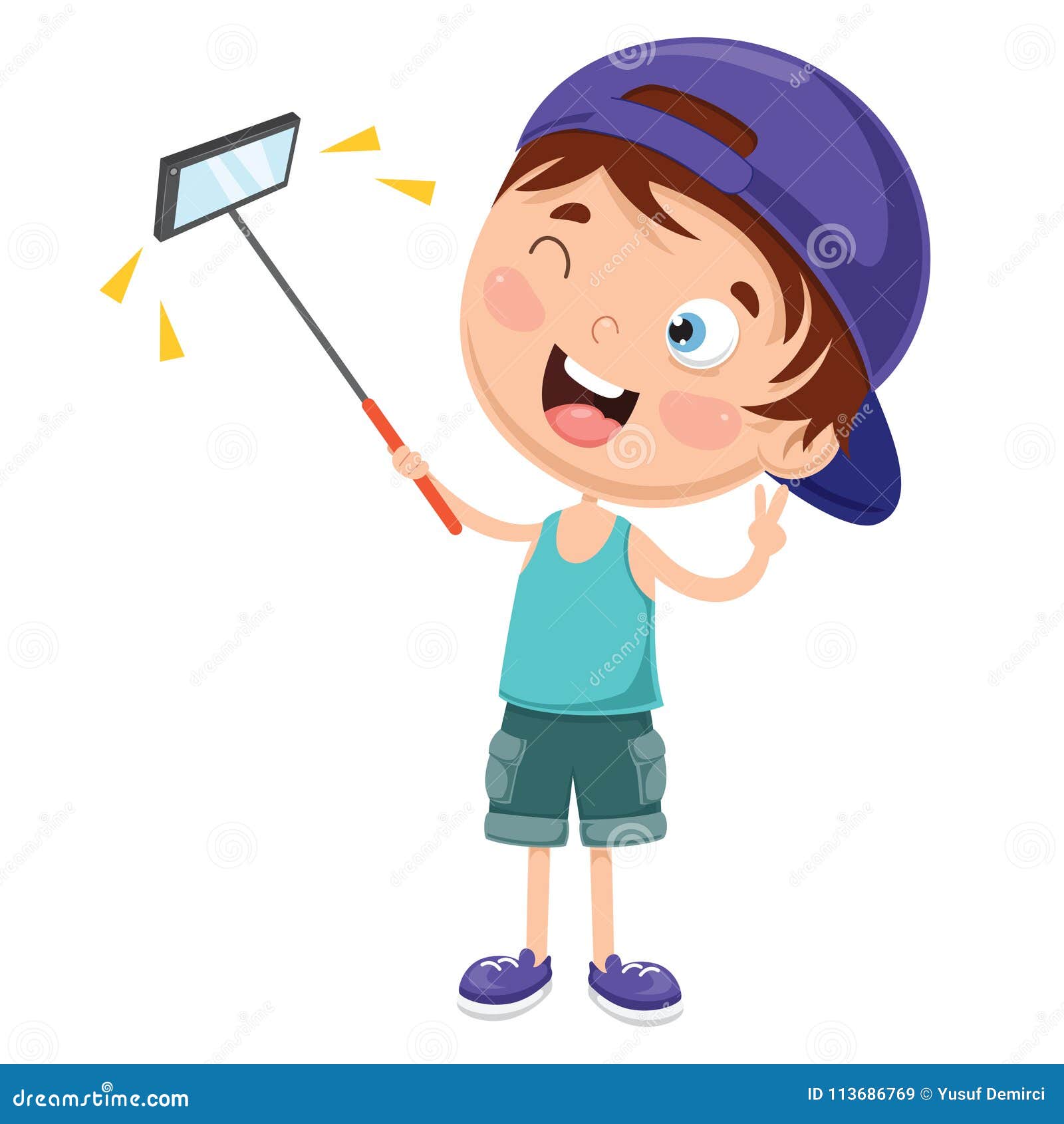 Vector Illustration of Kid Using Mobile Device Stock Vector ...