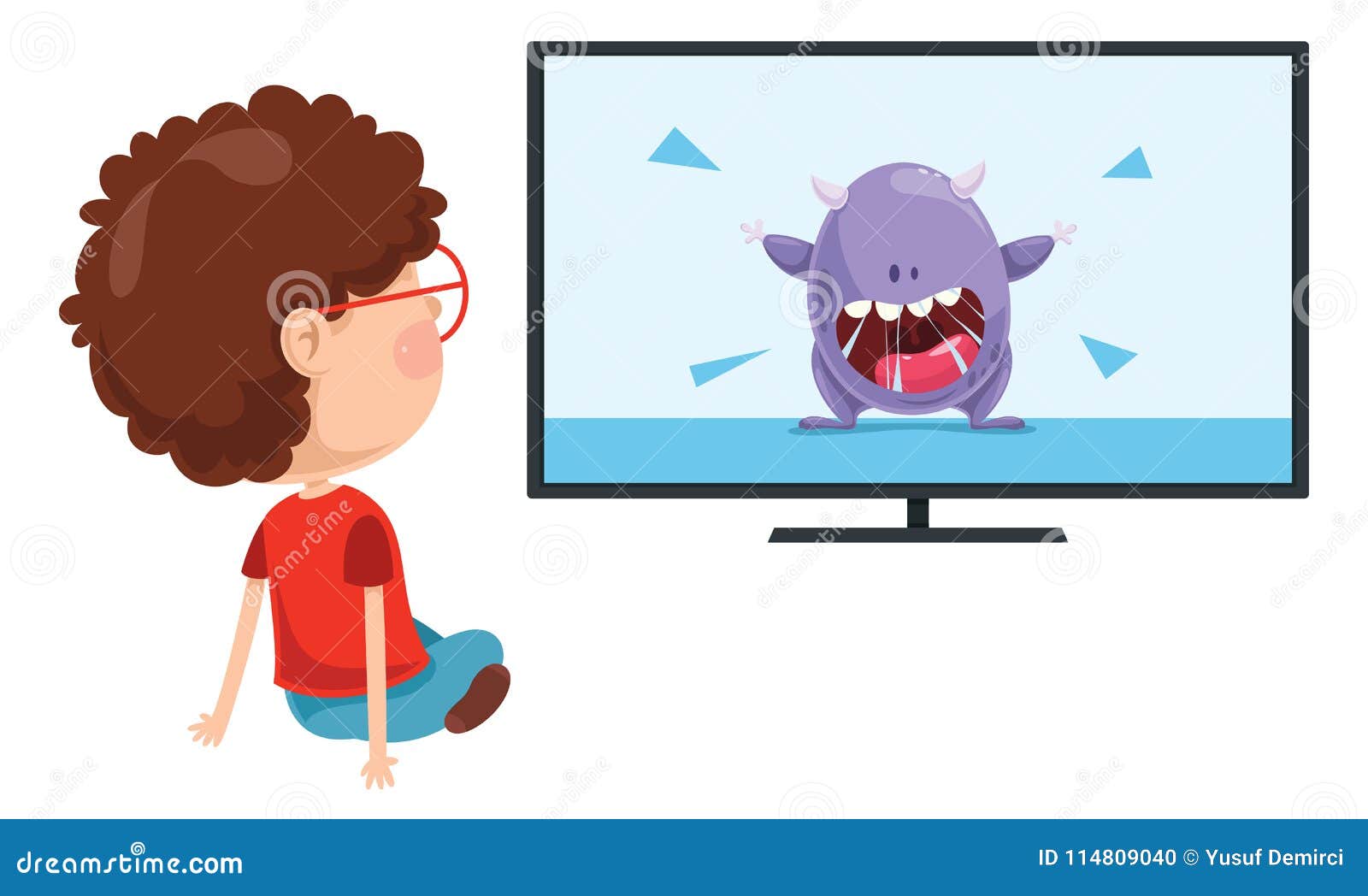 Vector Illustration of Kid Watching Tv Stock Vector - Illustration of ...