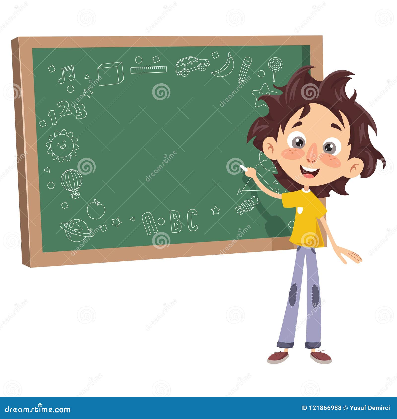 Vector Illustration of a Kid Writing on Board Stock Vector ...