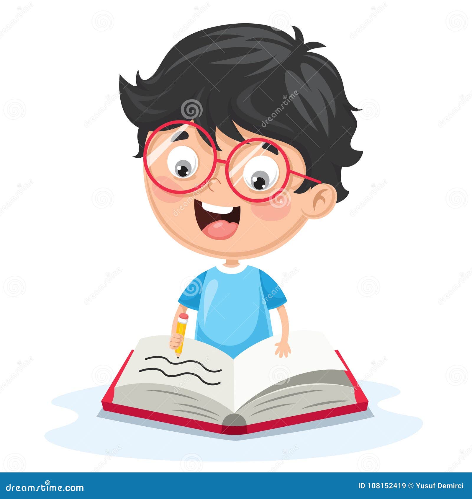 Vector Illustration of Kid Writing Stock Vector - Illustration of ...