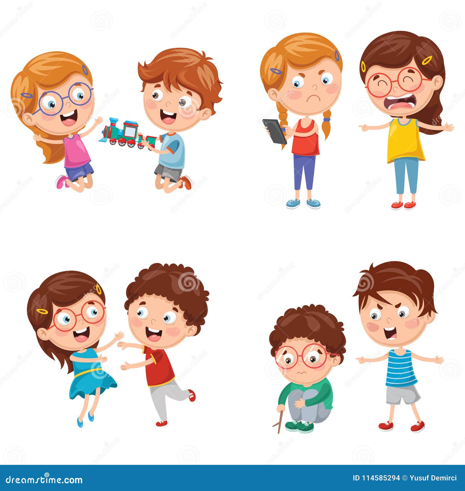 Vector Illustration Of Kids Behaviours | CartoonDealer.com #114585294