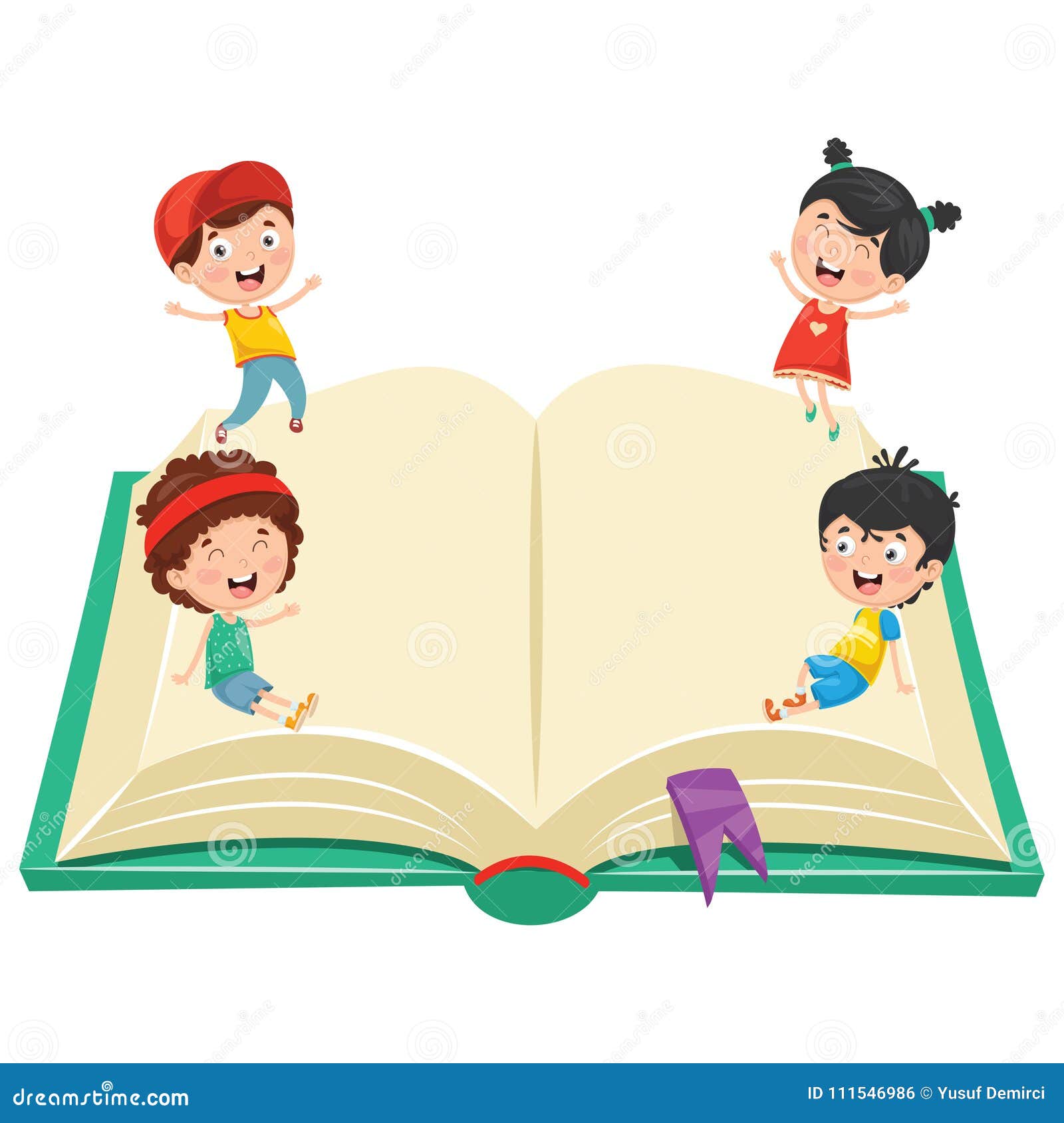 Vector Illustration of Kids with Book Stock Vector - Illustration of ...