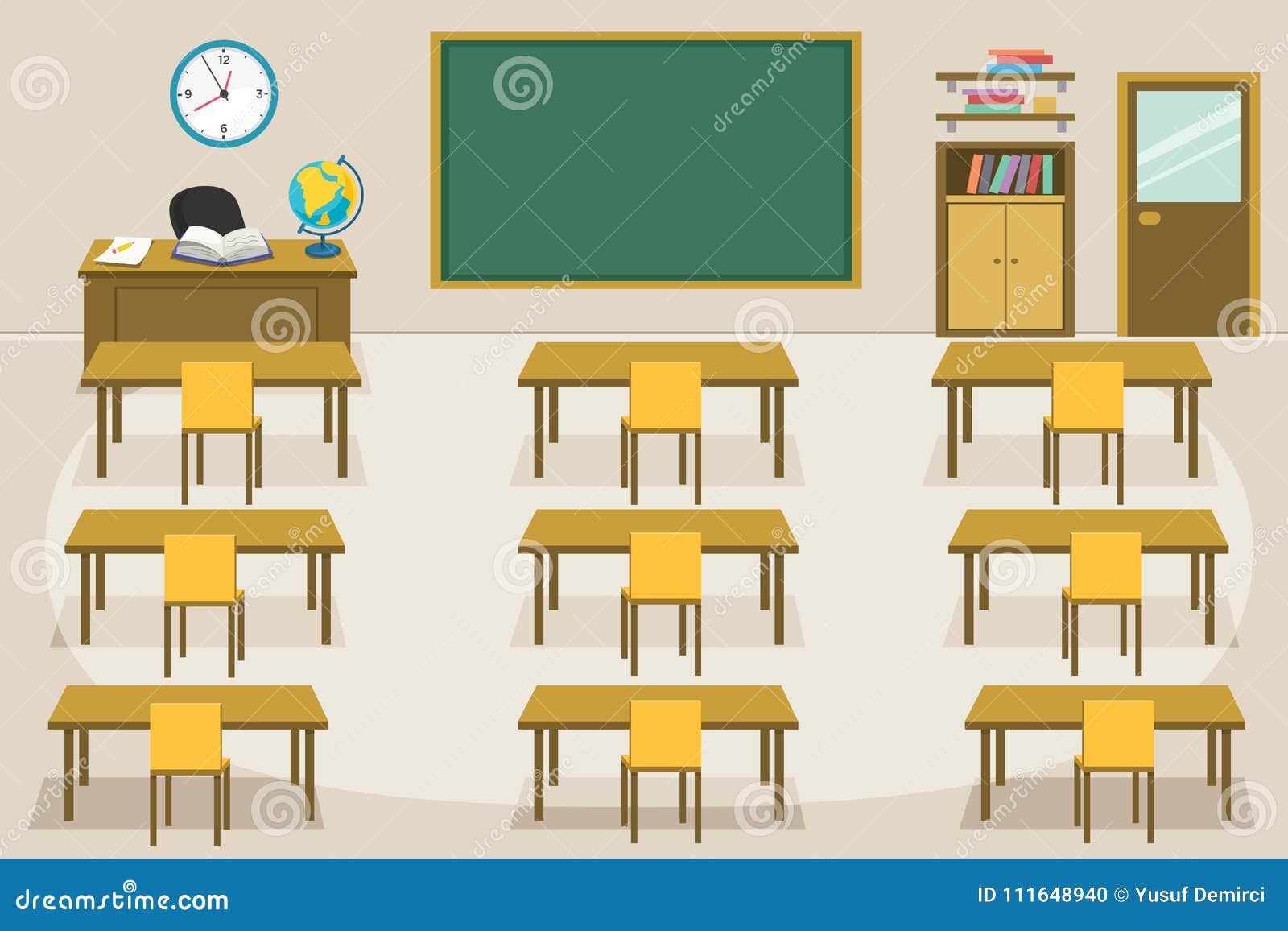 Vector Illustration of Kids Classroom Stock Vector - Illustration of ...