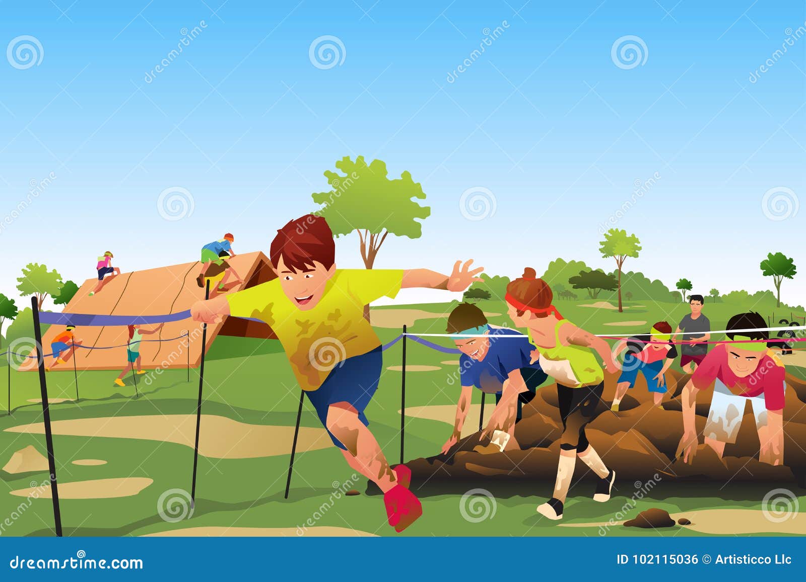Kids Competing in a Obstacle Running Course Competition Stock Vector ... Kids Competing in a Obstacle Running Course Competition Stock Vector ...