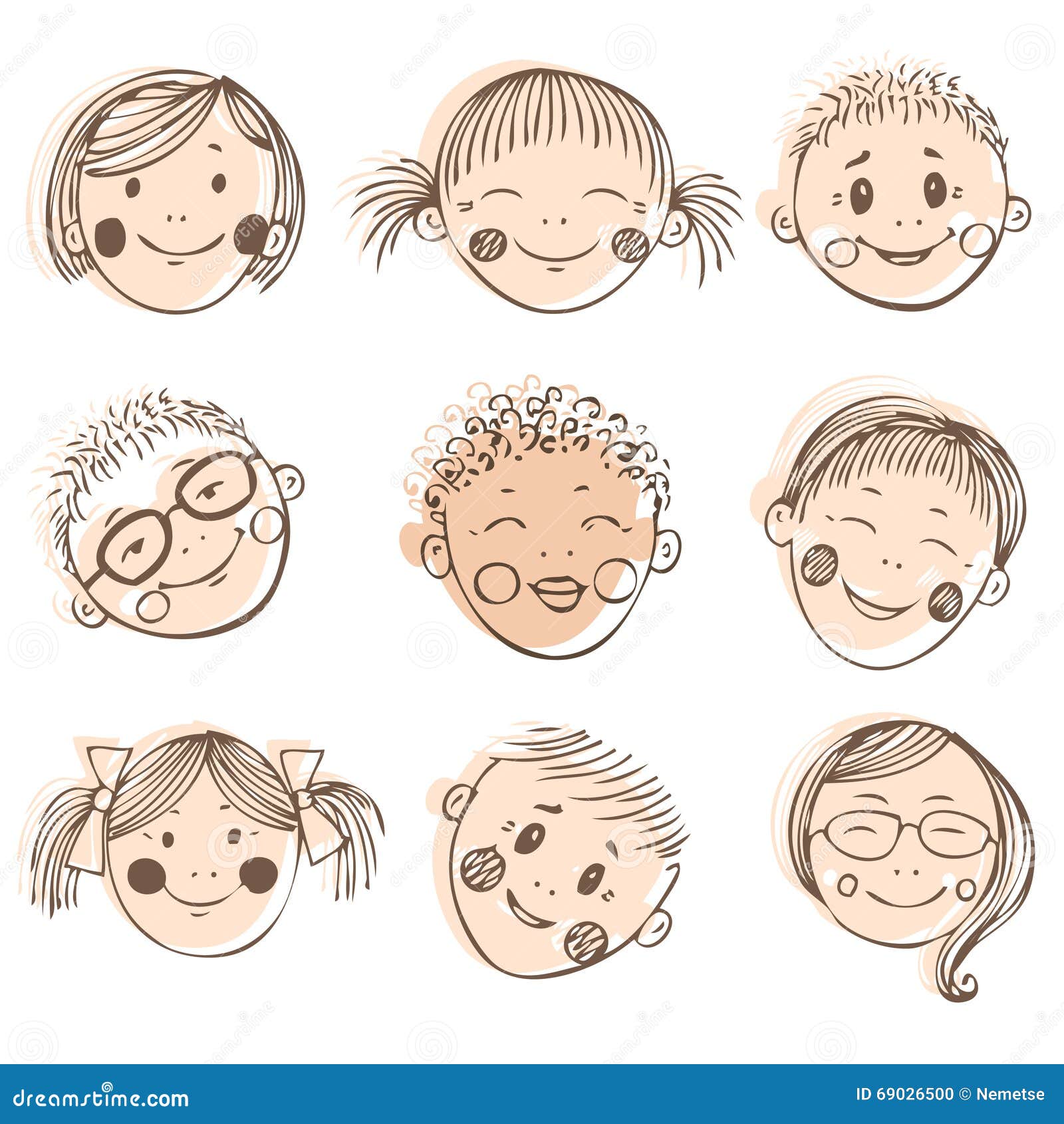Vector Illustration Of Kids Friends, Doodle Set | CartoonDealer.com ...