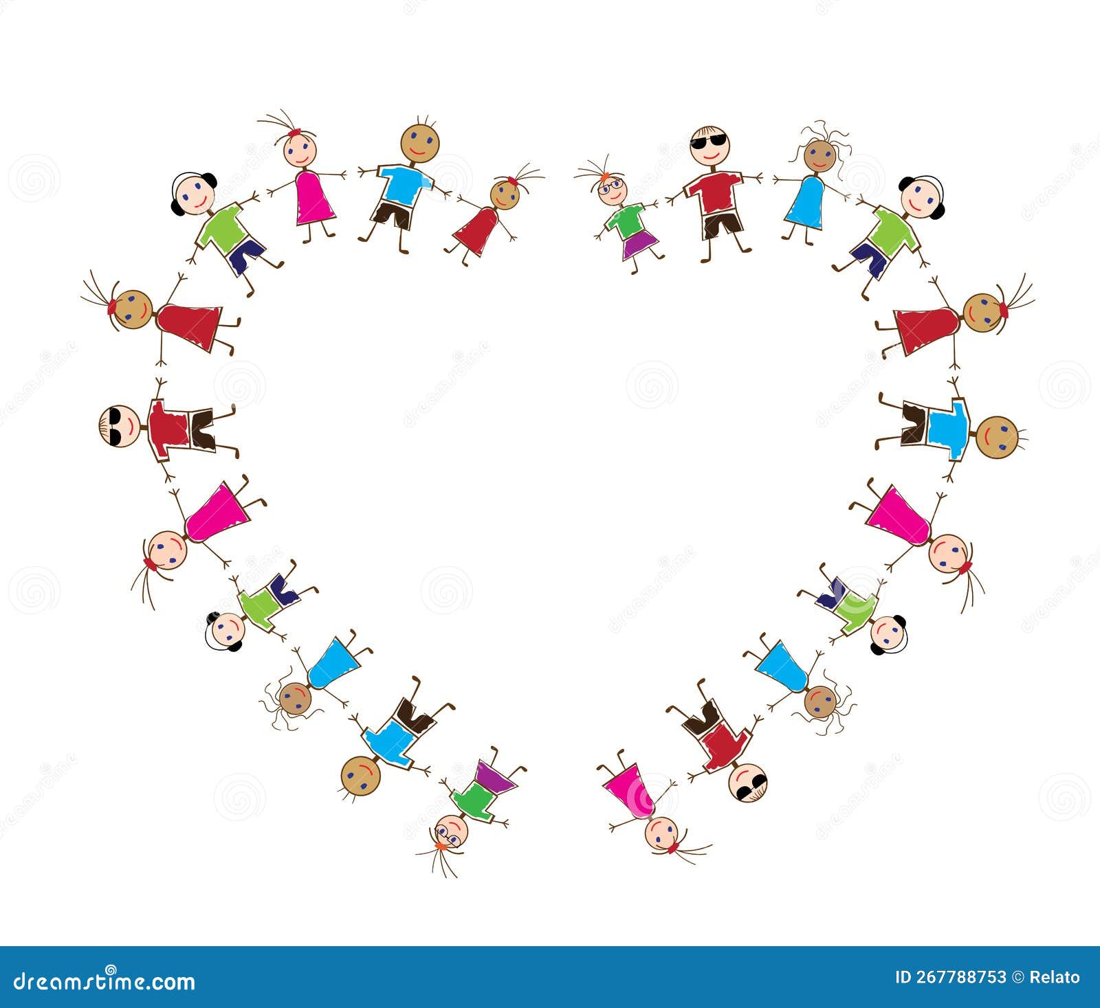 Vector Illustration of Kids Holding Hands and Shaping a Heart. Stock ...