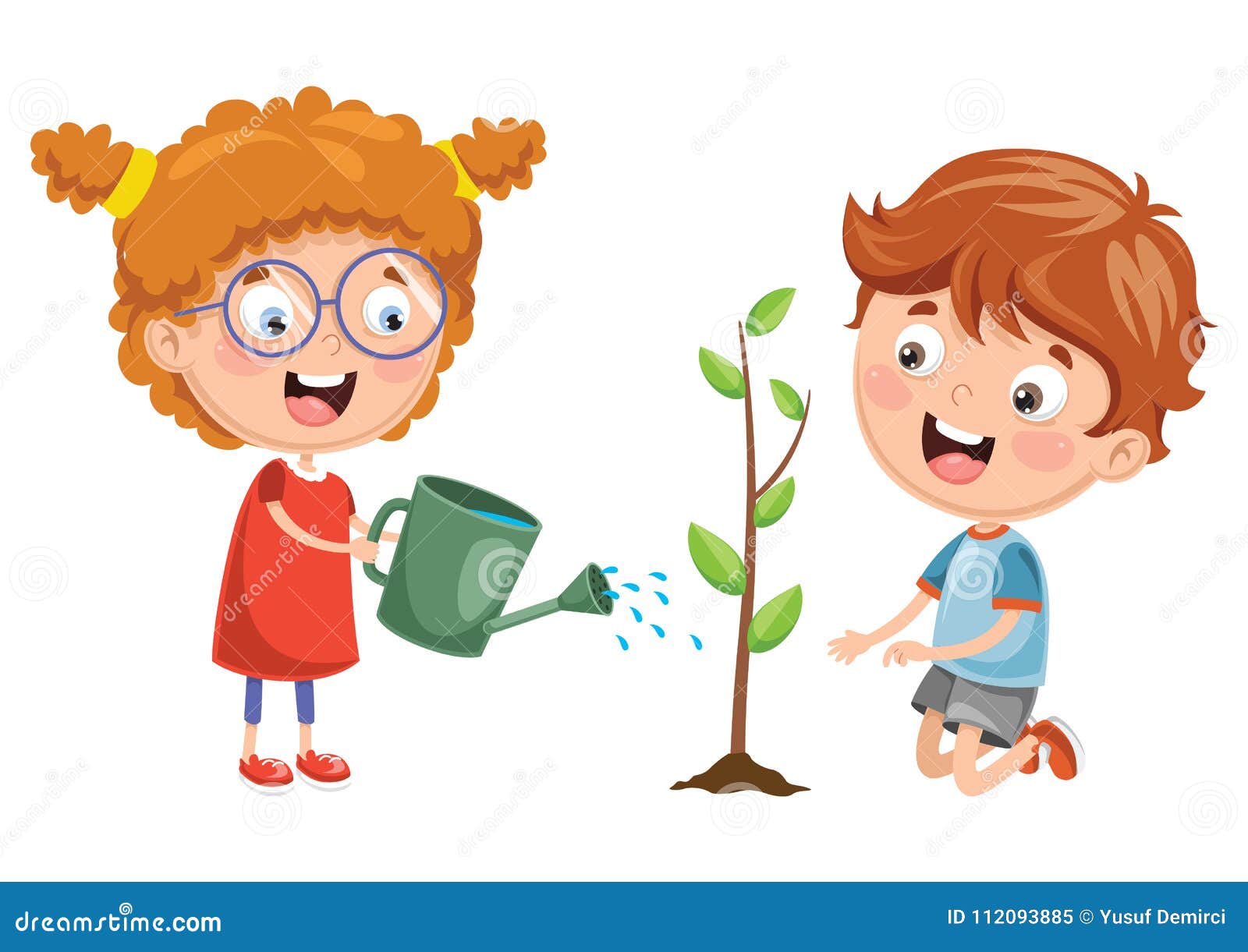 Vector Illustration of Kids Planting Stock Vector - Illustration of ...
