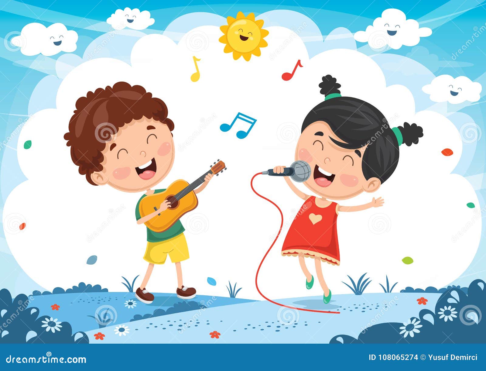 Illustration Of Kids Peeping Behind Placard Cartoon Vector ...