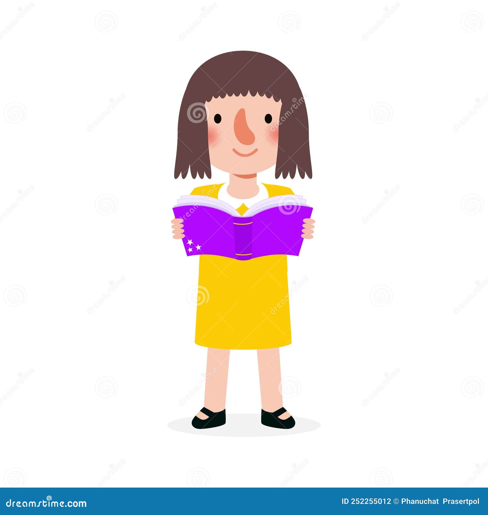 Vector Illustration of Kids Reading Book, Children Education Isolated ...