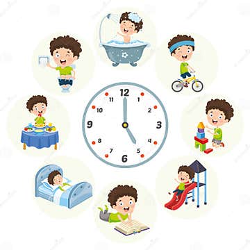 Vector Illustration of Kids daily Routine Activities Stock Vector ...