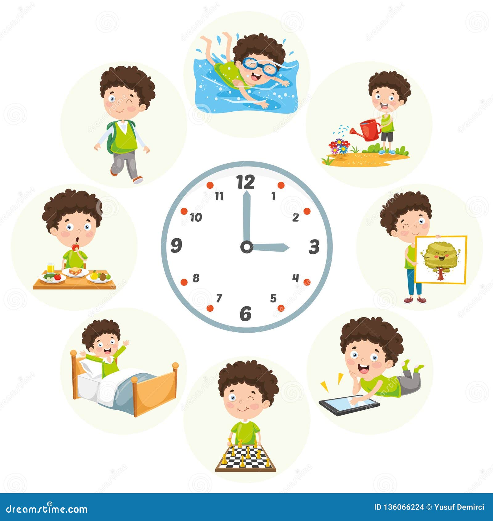 Vector Illustration of Kids daily Routine Activities Stock Vector ...