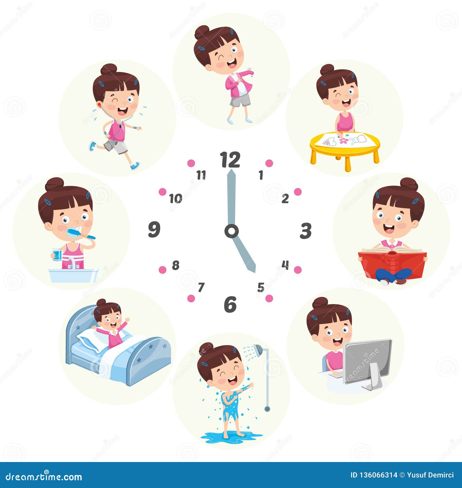 Vector Illustration of Kids daily Routine Activities Stock Vector ...