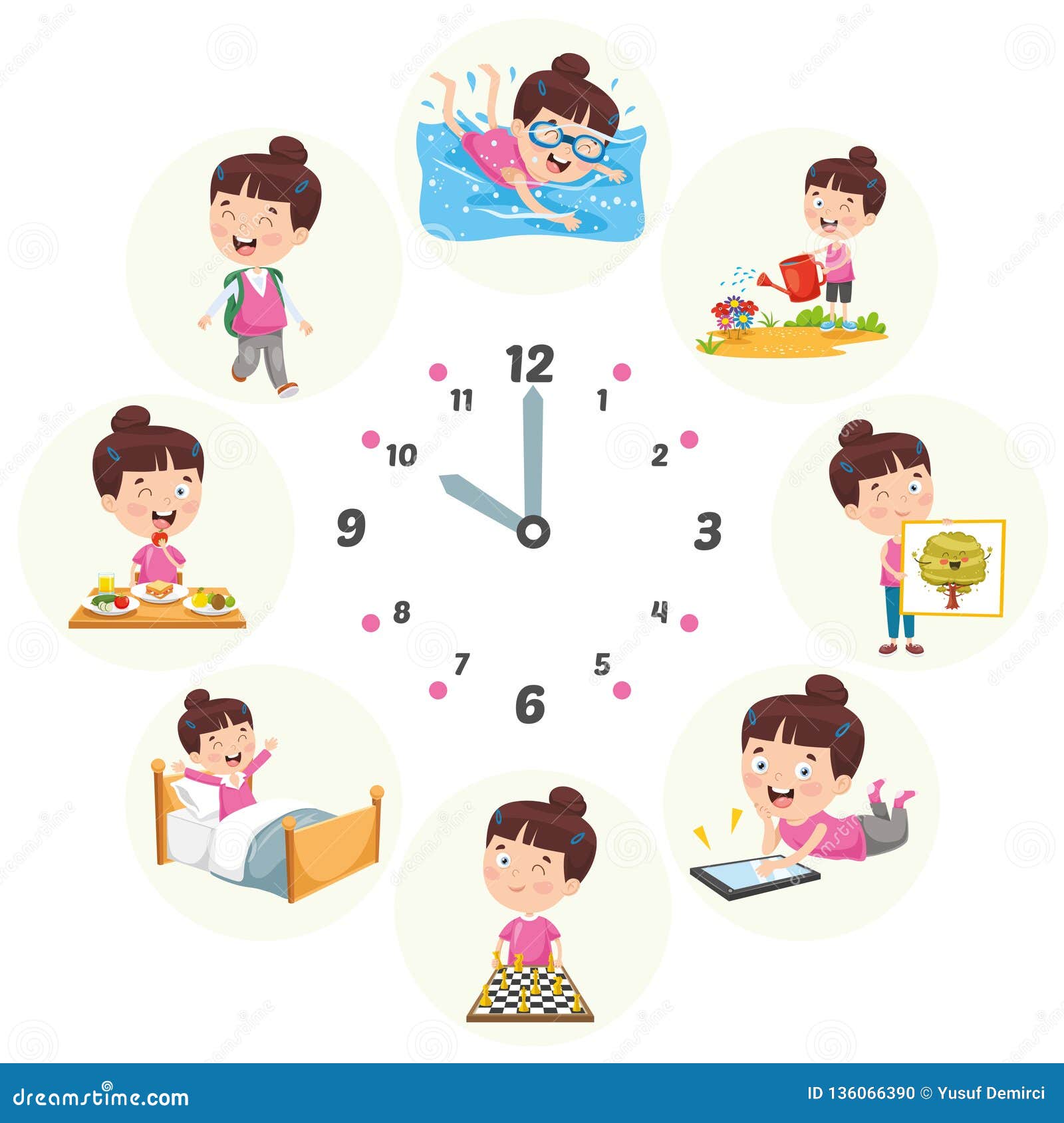 Vector Illustration of Kids daily Routine Activities Stock Vector ...