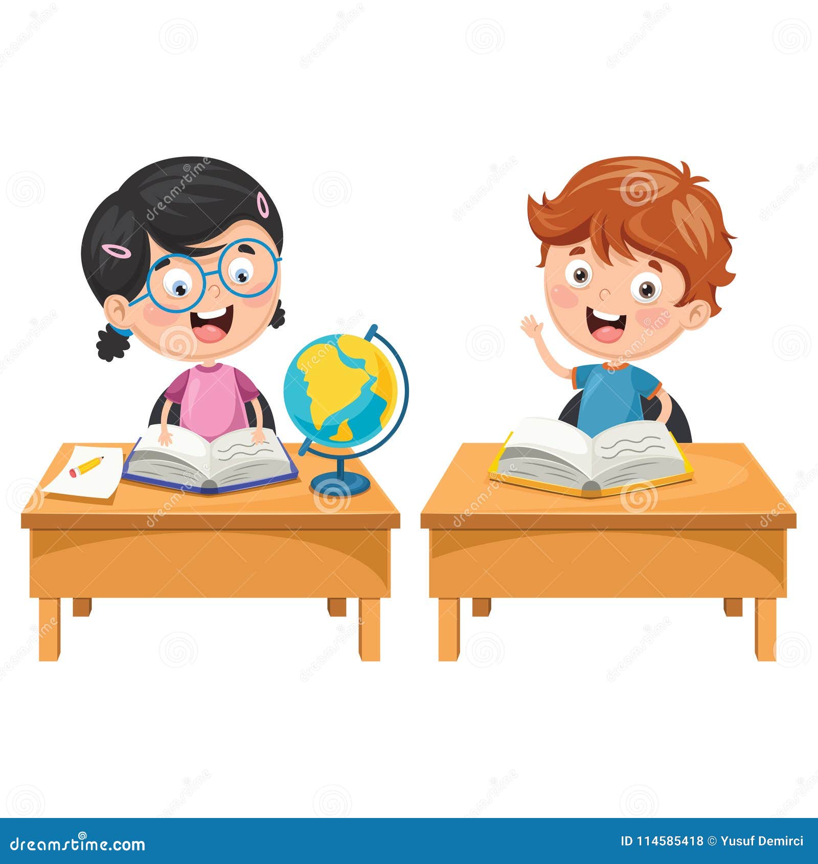 Vector Illustration of Kids Studying Stock Vector - Illustration of ...