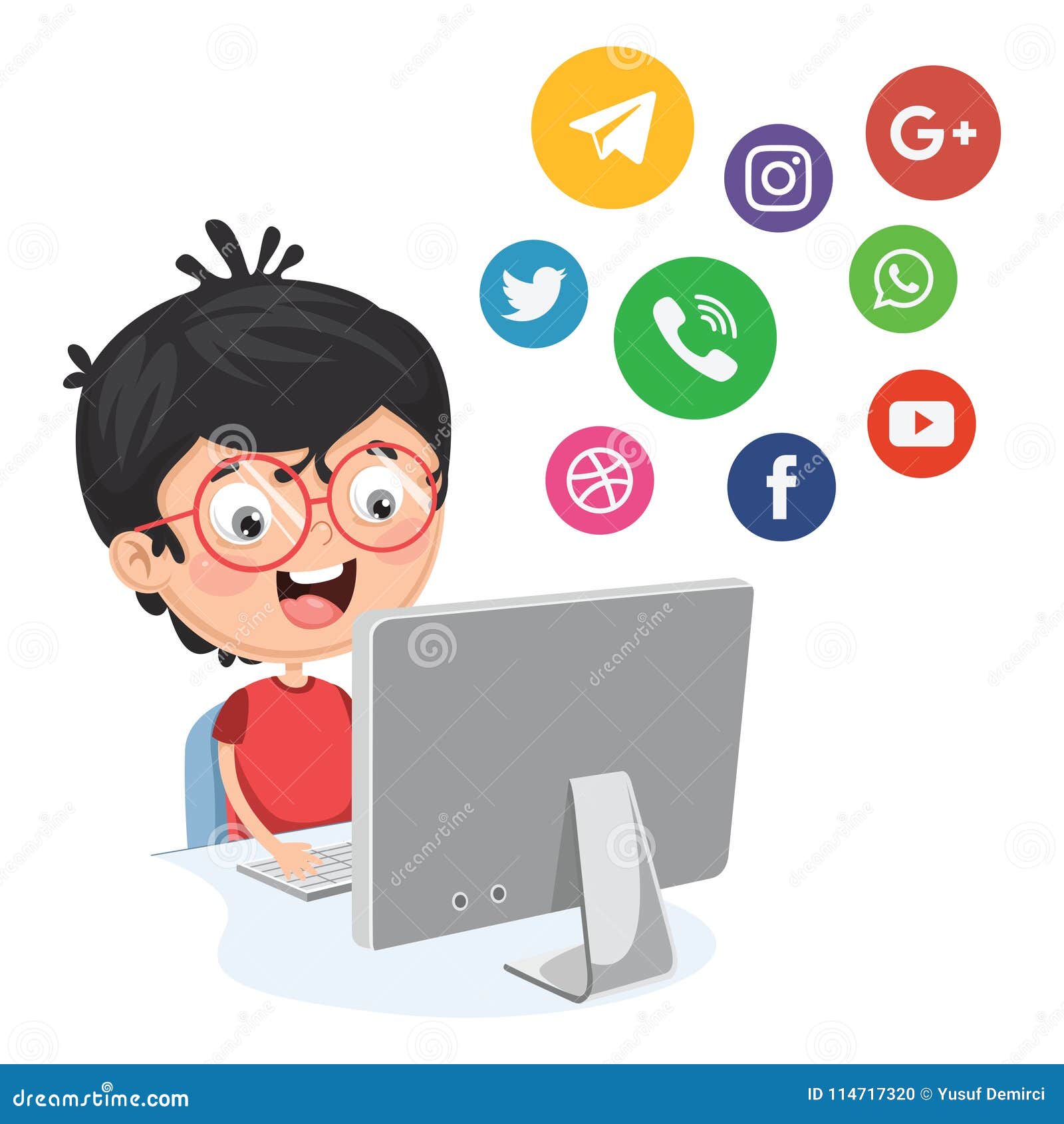 Vector Illustration of Kids Technology Editorial Image - Illustration ...