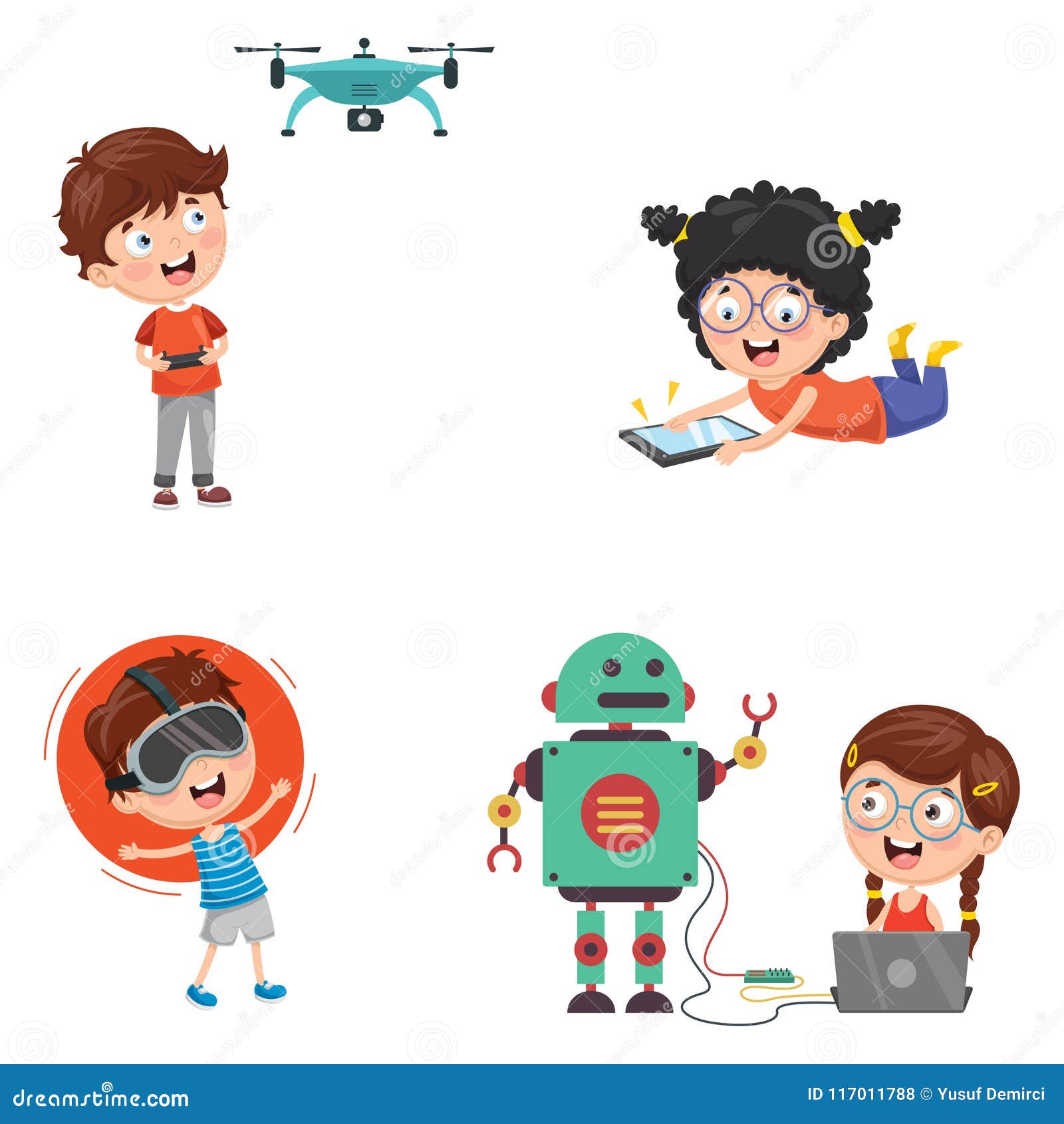 Vector Illustration of Kids Technology Stock Vector - Illustration of ...