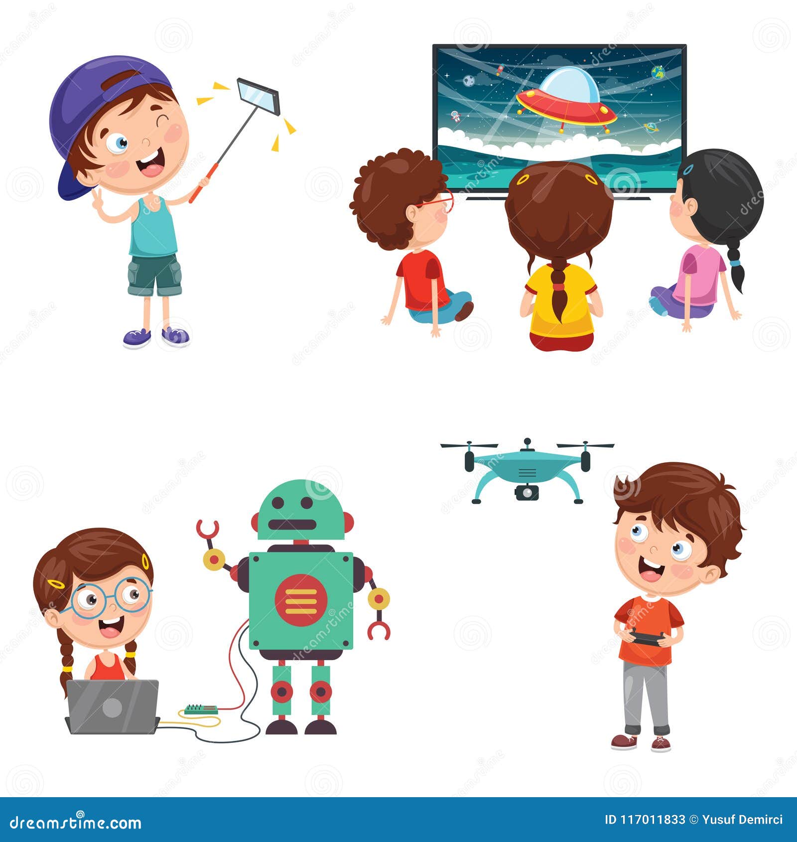 Vector Illustration of Kids Technology Stock Vector - Illustration of ...