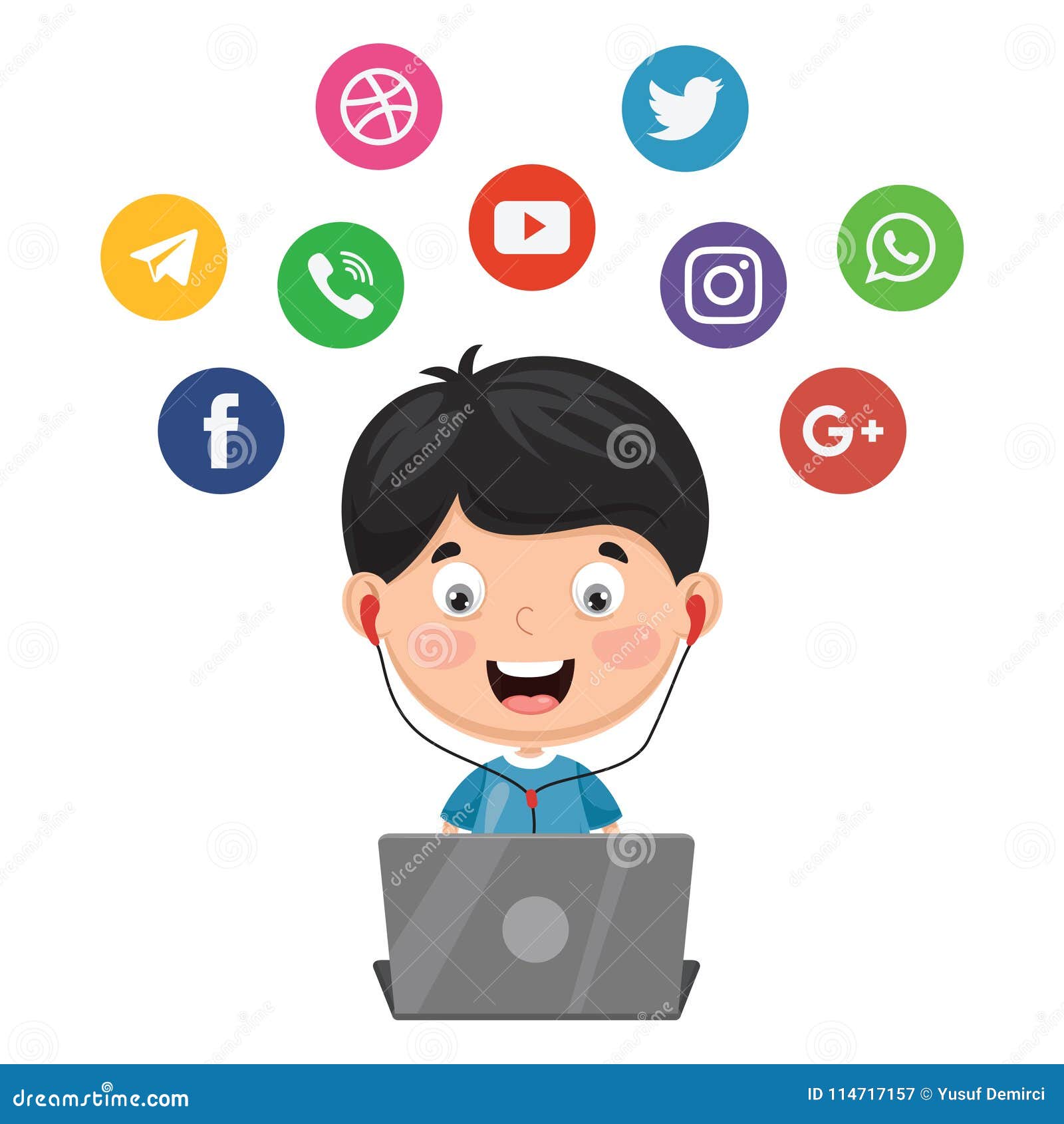 Vector Illustration of Kids Technology Editorial Photography ...