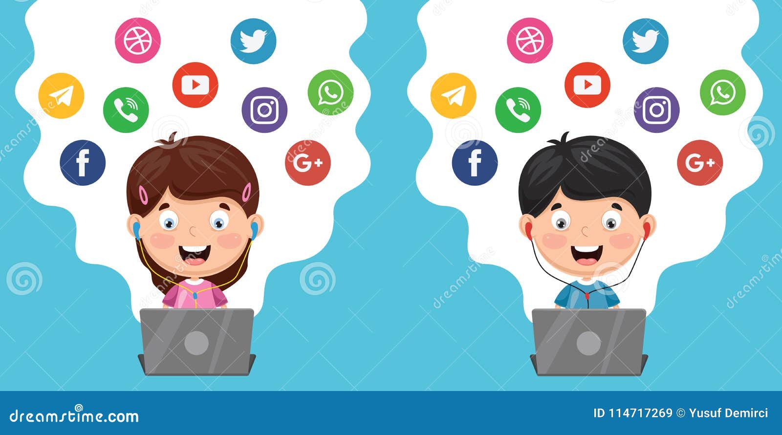 Vector Illustration of Kids Technology Editorial Stock Image ...