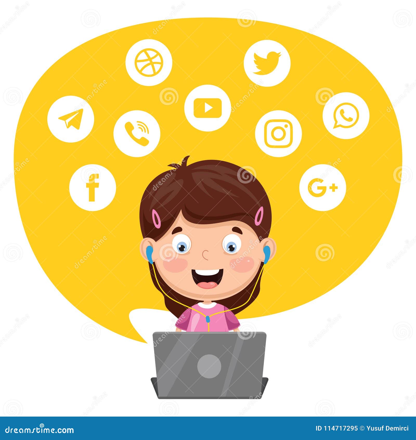 Vector Illustration of Kids Technology Editorial Image - Illustration ...