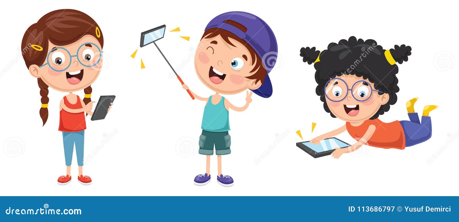 Vector Illustration of Kids Using Mobile Devices Stock Vector ... Vector Illustration of Kids Using Mobile Devices Stock Vector ...
