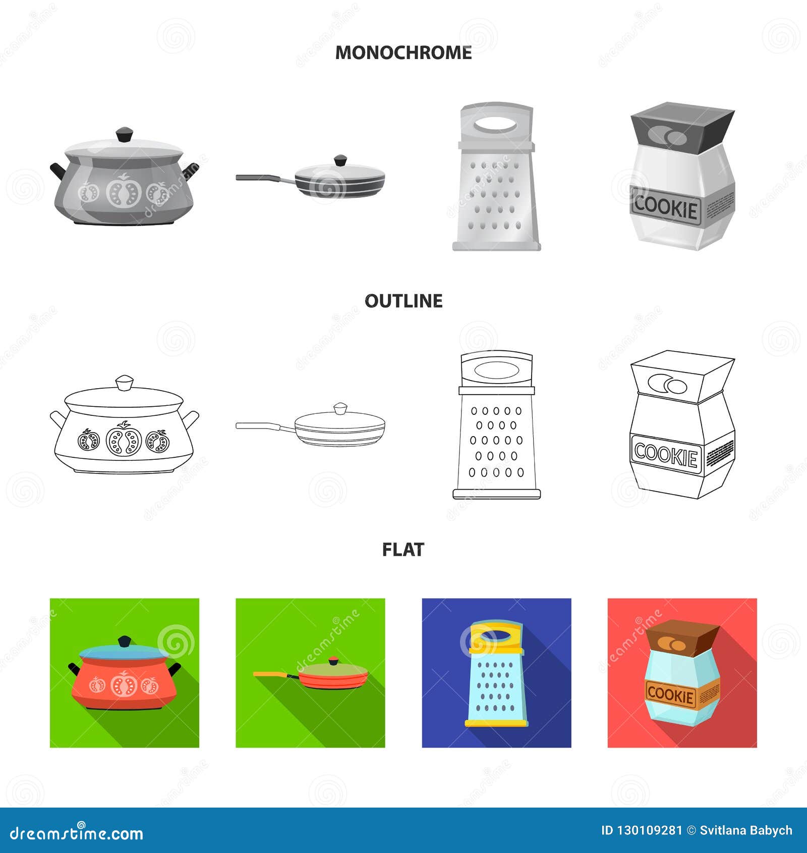 Vector Illustration of Kitchen and Cook Symbol. Set of Kitchen and ...