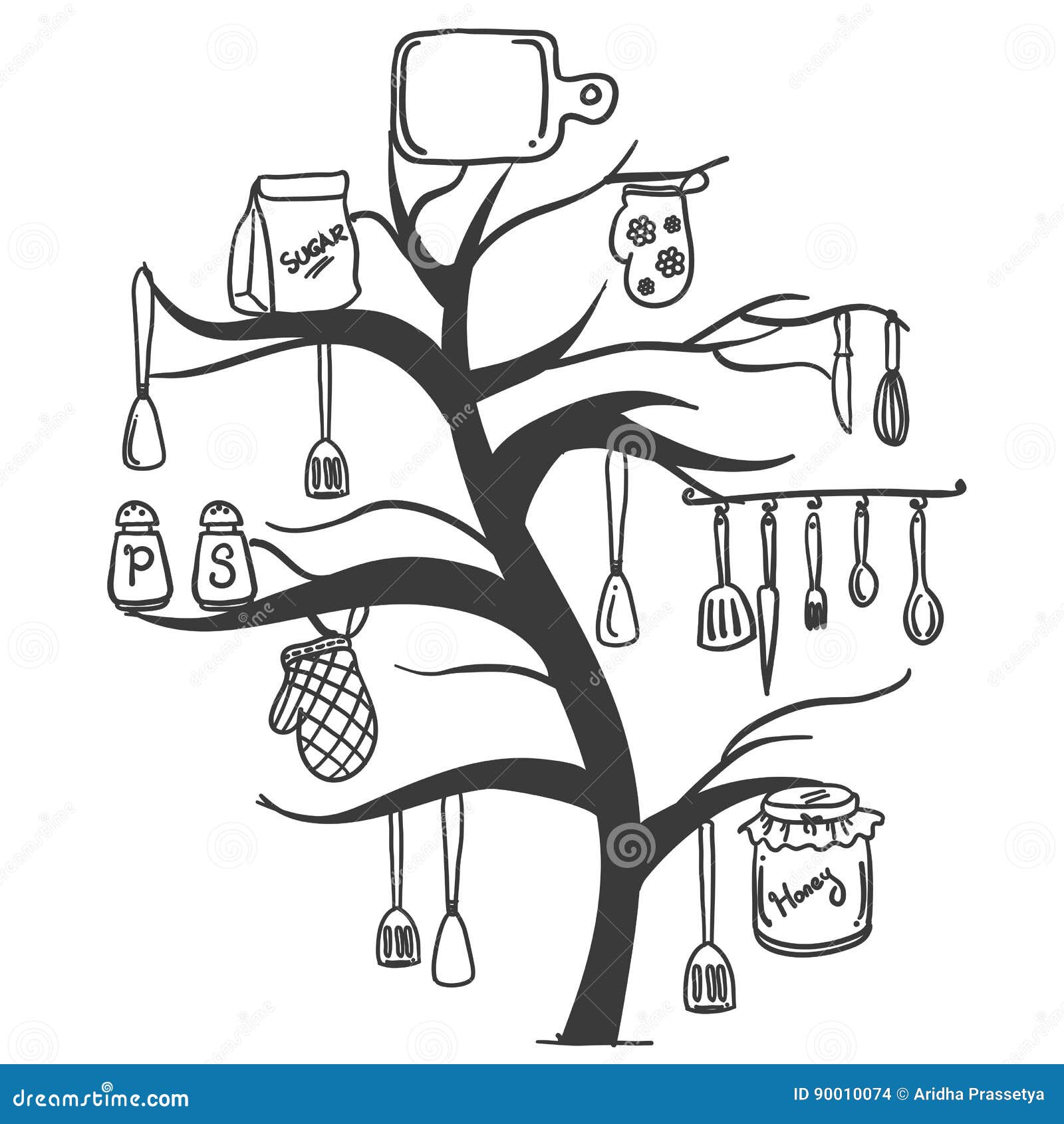 Vector Illustration of Kitchen Set Tree Stock Vector - Illustration of ...