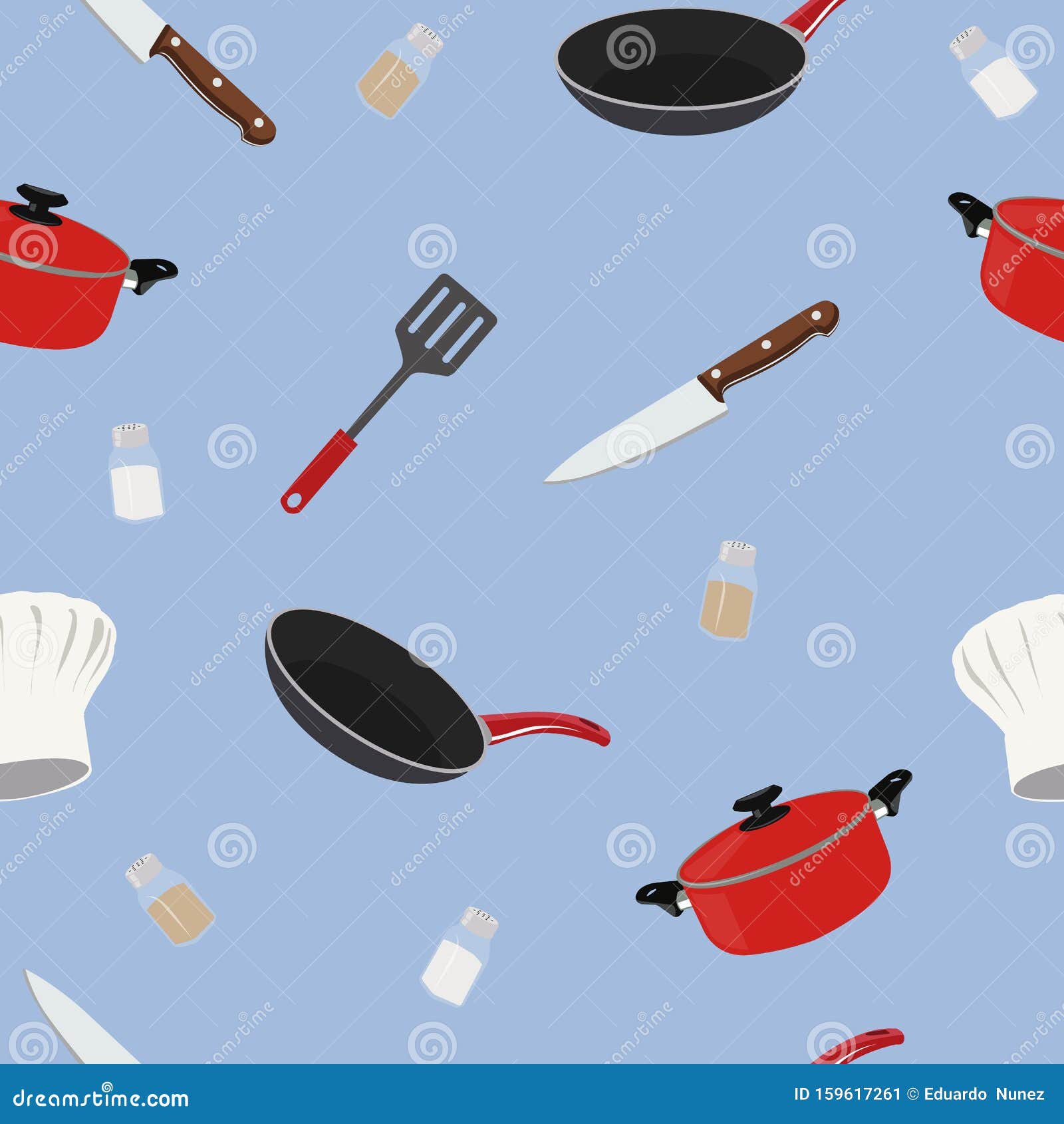 Vector Illustration Kitchen Themed Seamless Pattern Background Stock ...