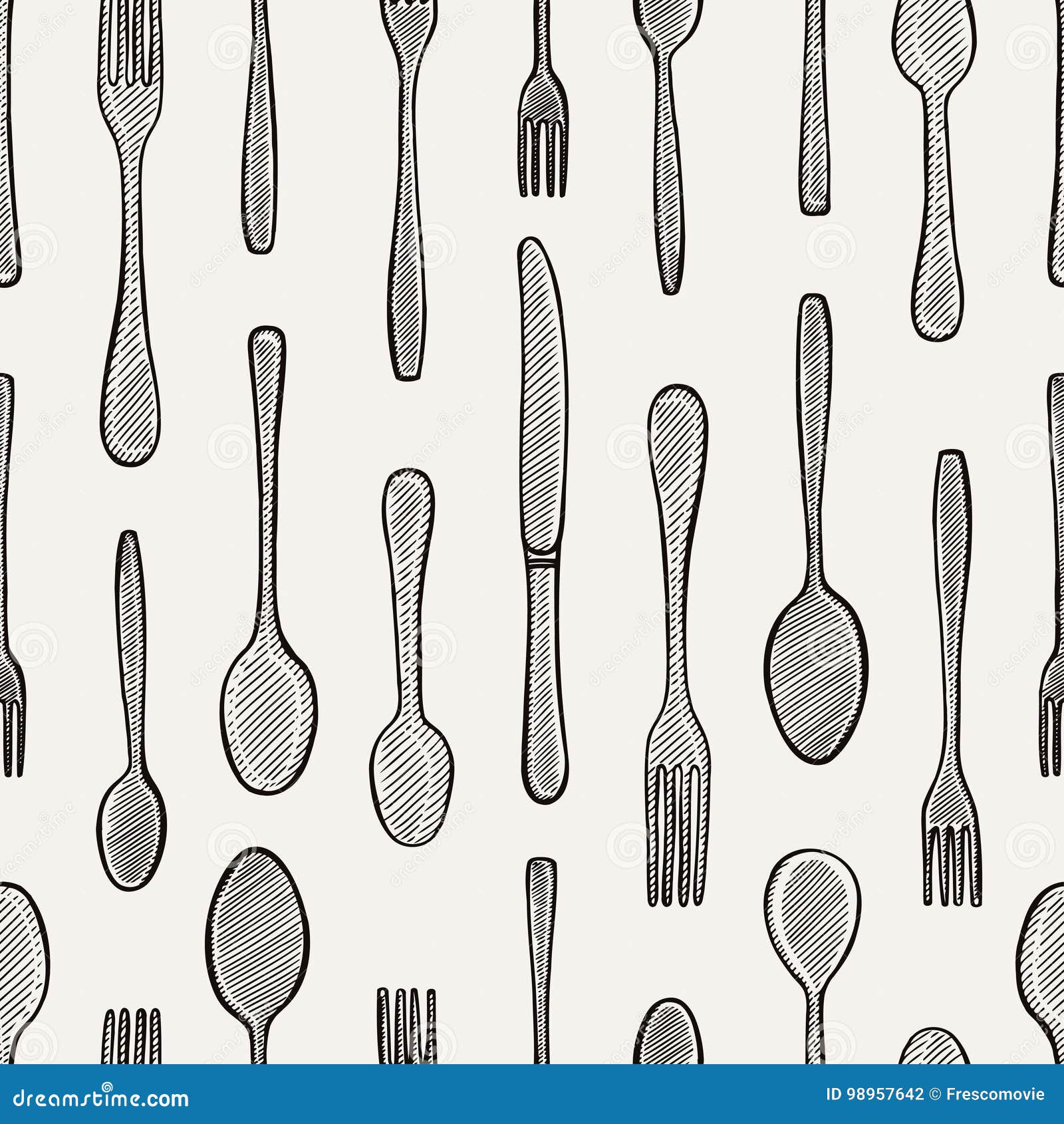 Seamless Background with Eating Utensils. Stock Vector - Illustration ...