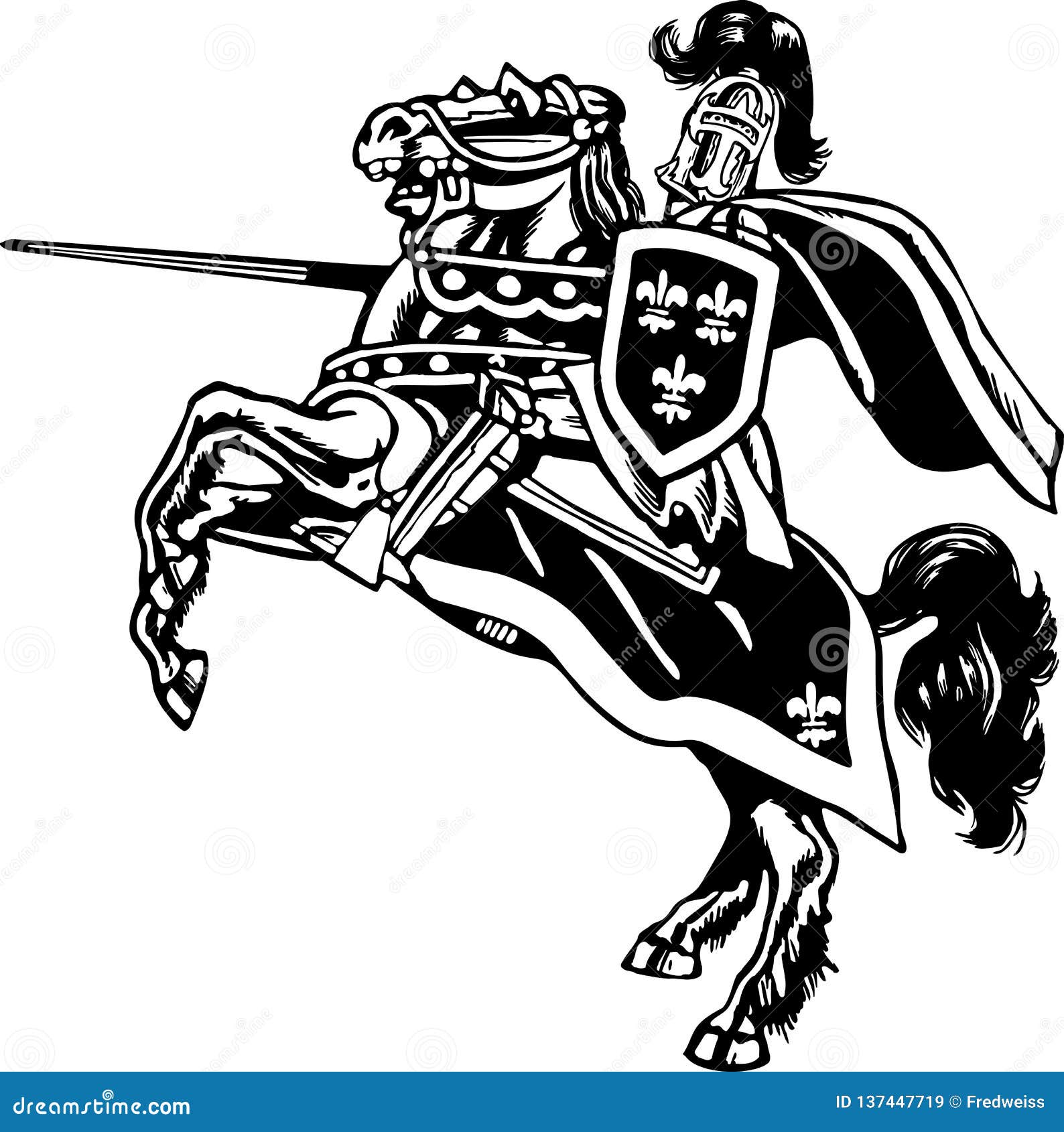 Mounted Knight Vector Illustration Stock Vector - Illustration of ...
