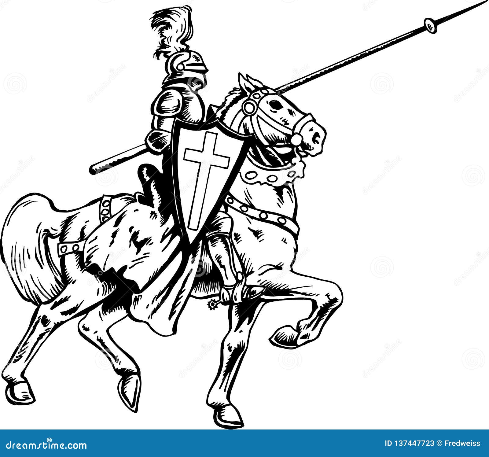Mounted Knight Vector Illustration Stock Vector - Illustration of ...