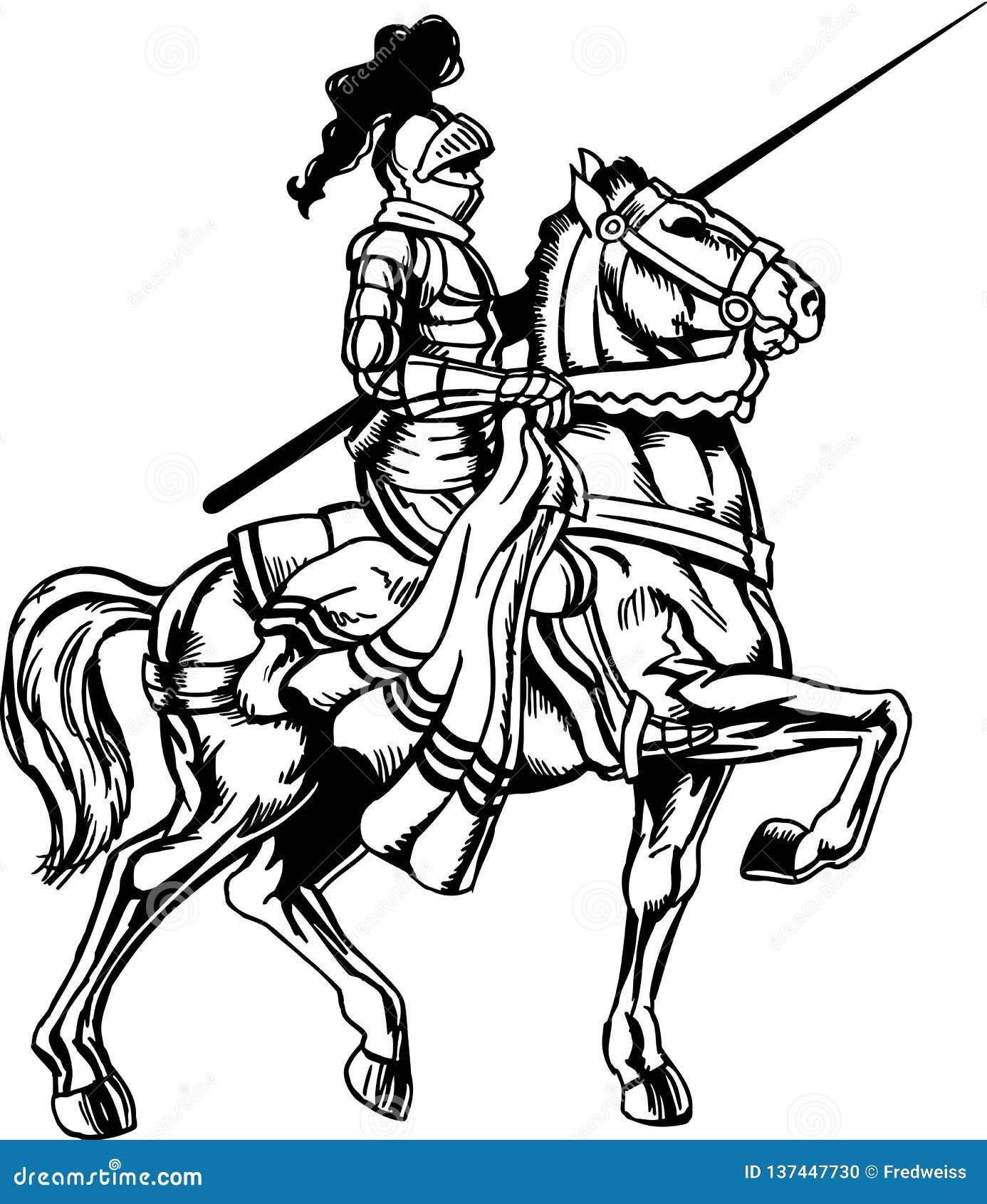Mounted Knight Vector Illustration Stock Vector - Illustration of mount ...