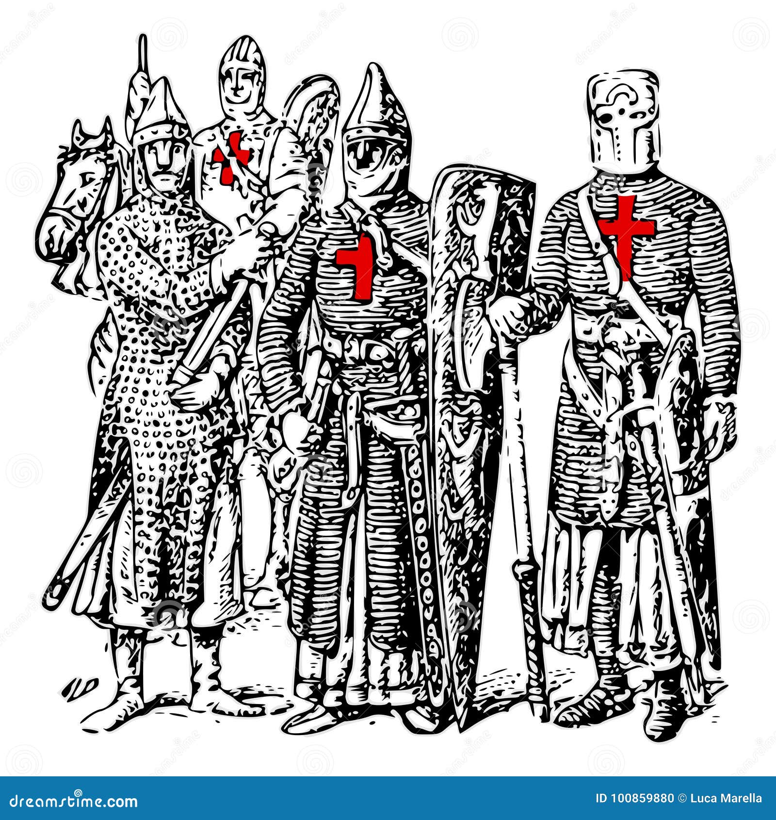 Knights Templar stock vector. Illustration of bravery - 100859880