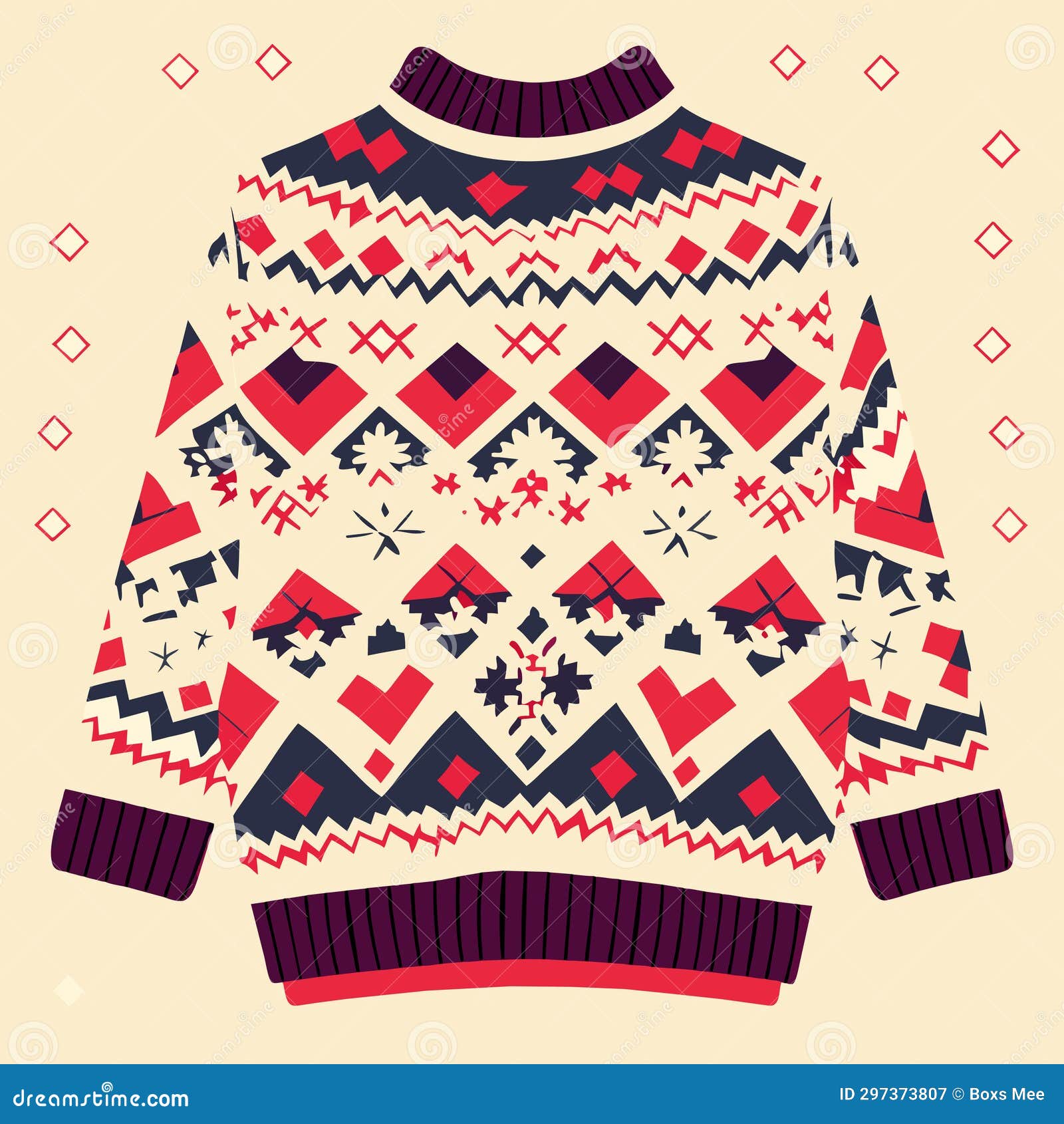 Vector Illustration of a Knitted Sweater with a Pattern of Geometric ...
