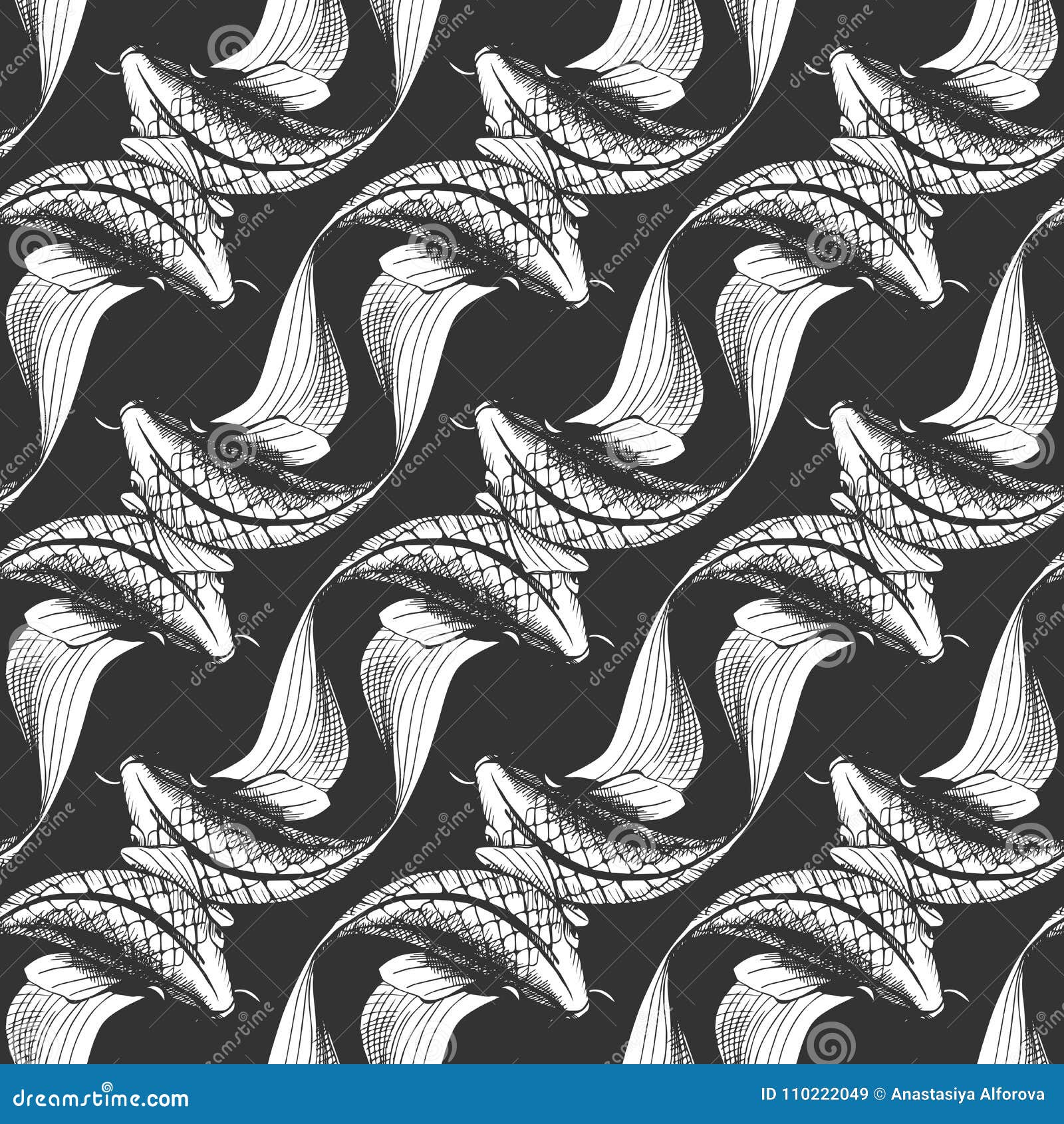 Koi fish seamless pattern stock vector. Illustration of asia - 110222049