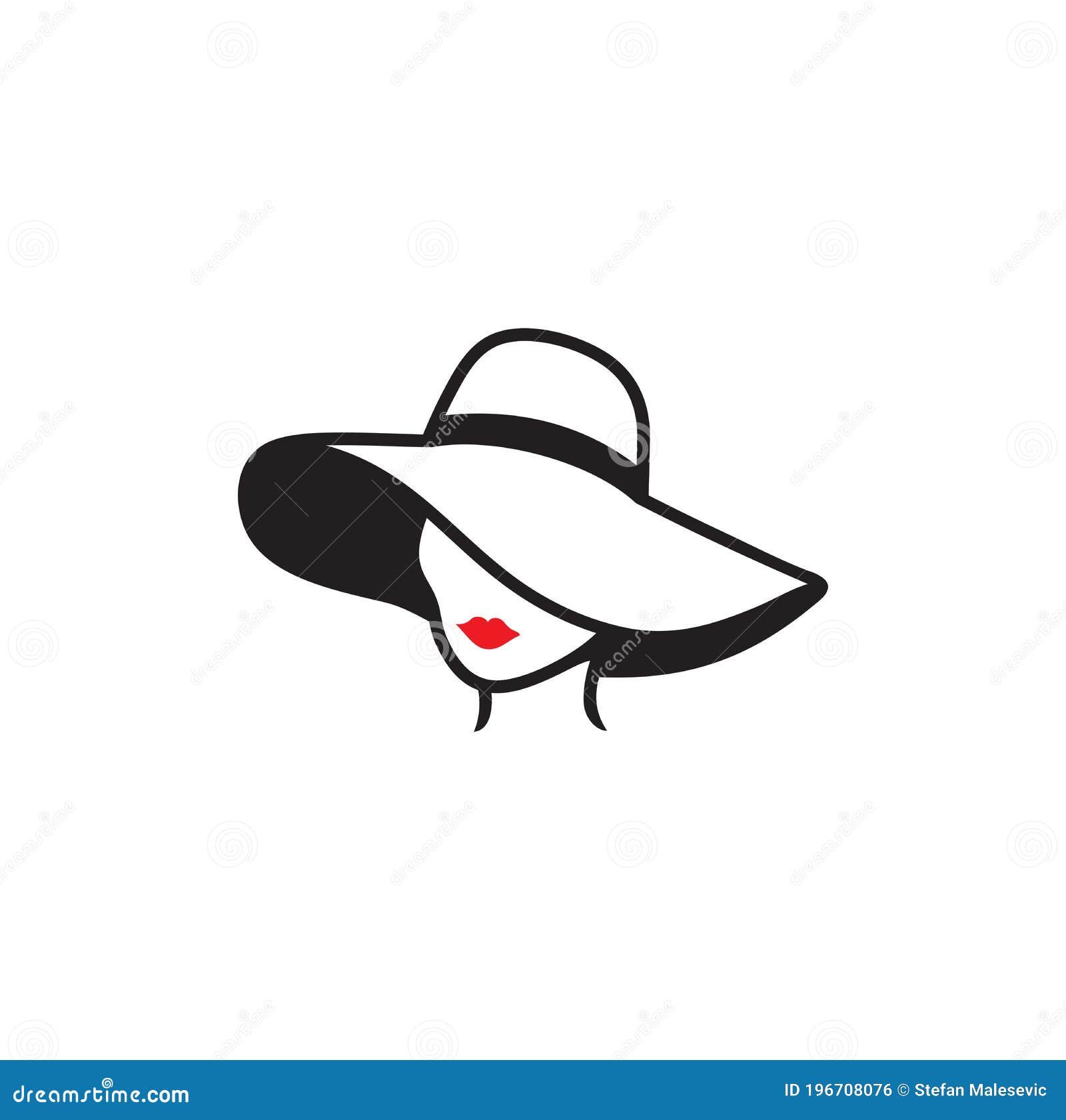 Lady with hat stock vector. Illustration of face, icon - 196708076