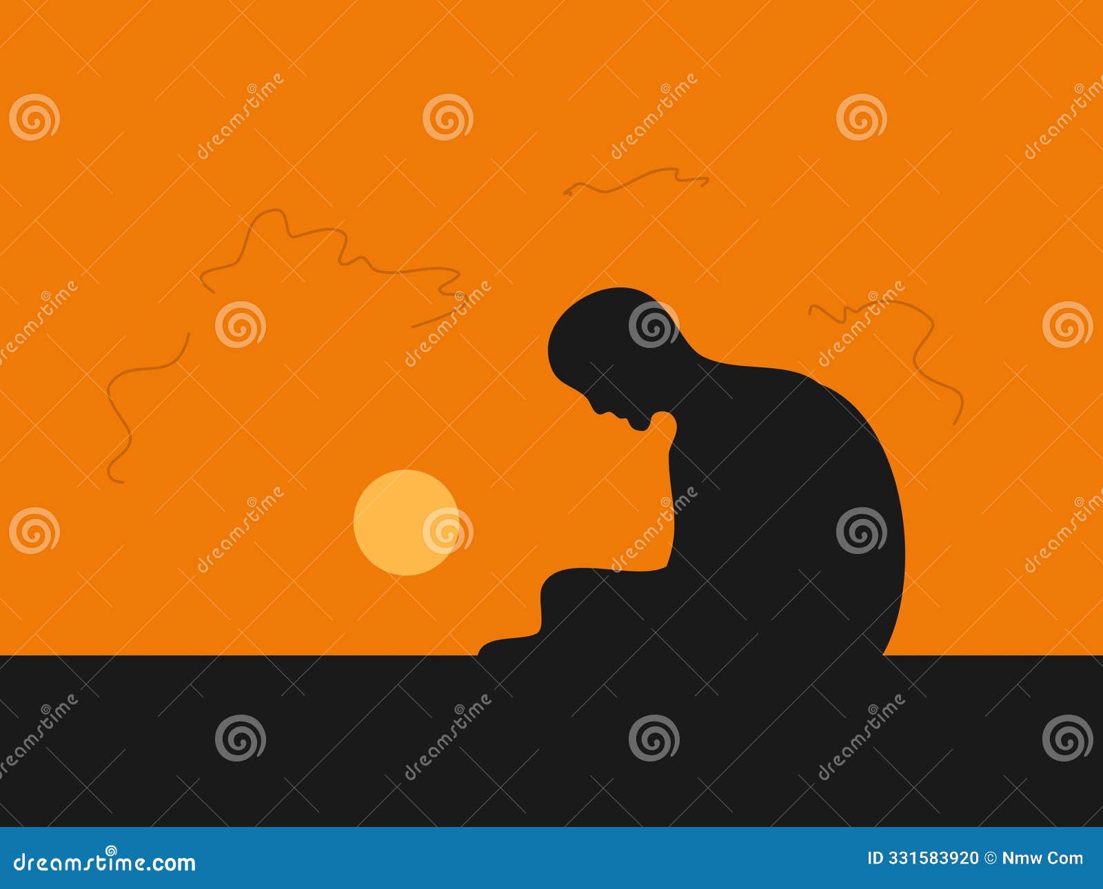 Red Alone Dolorous Bird Isolated On White Background Cartoon Vector ...