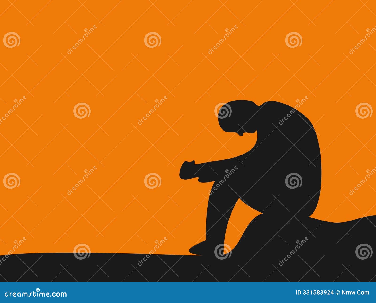 Red Alone Dolorous Bird Isolated On White Background Cartoon Vector ...