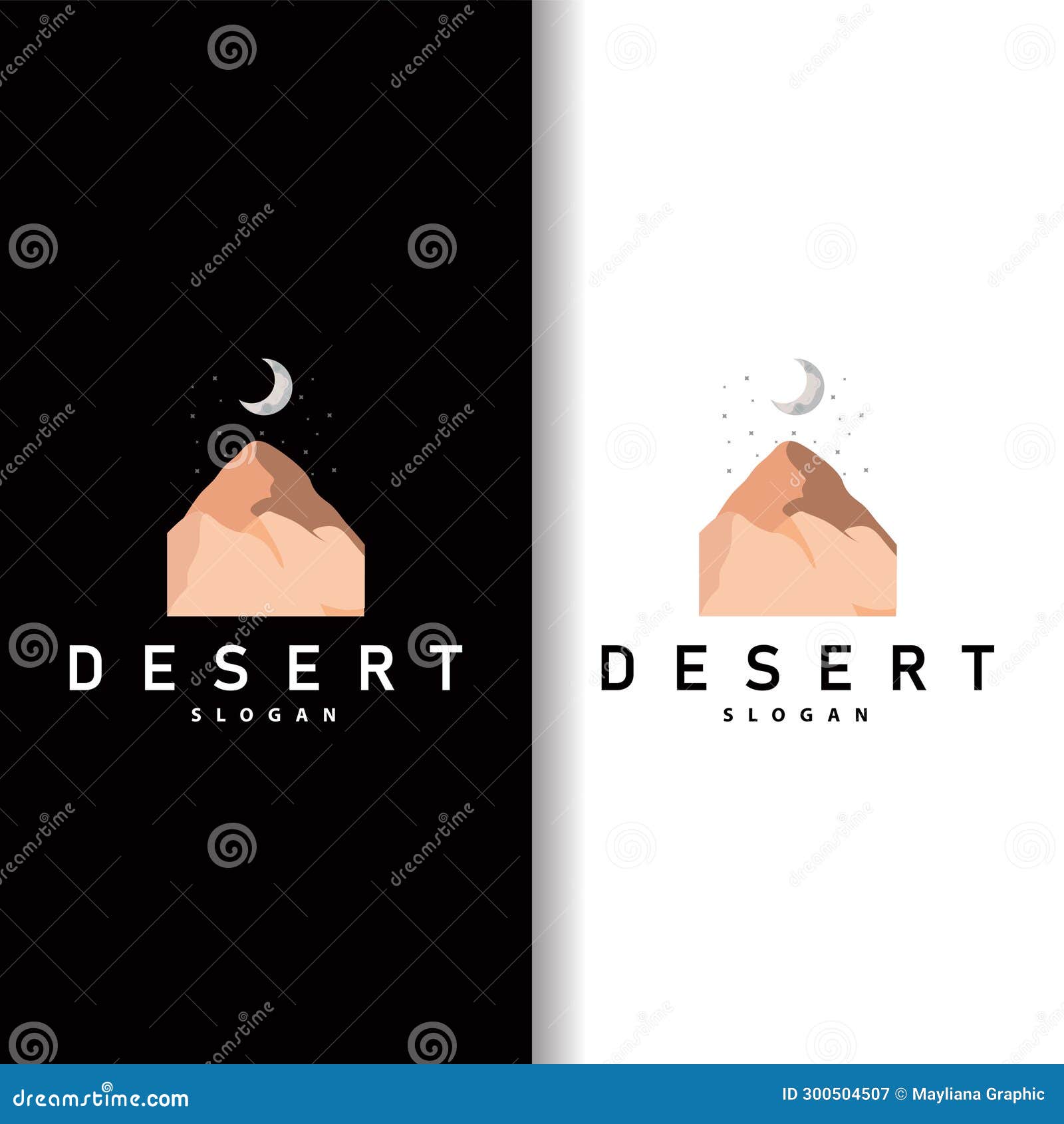 Vector Illustration Landscape Desert Logo Design with Desert Hills Sand ...