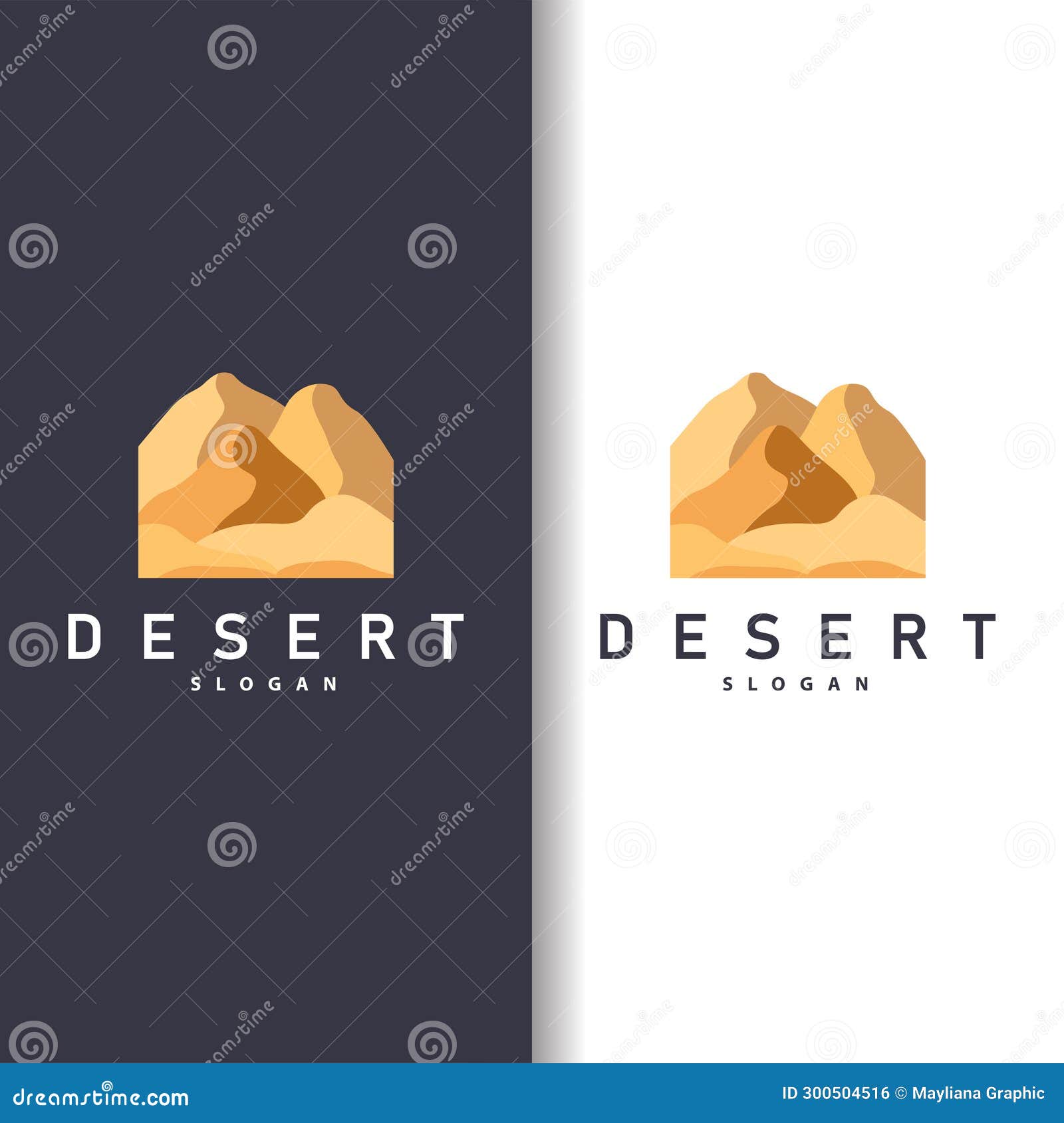 Vector Illustration Landscape Desert Logo Design with Desert Hills Sand ...