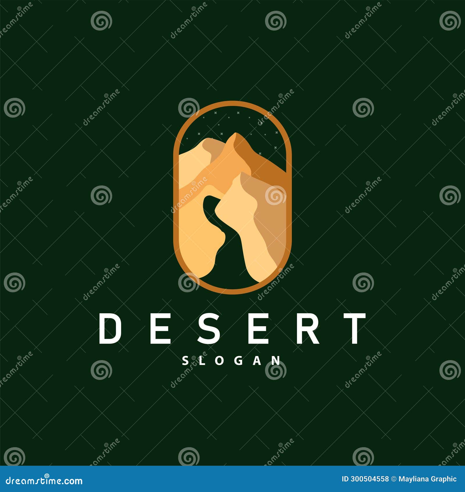 Vector Illustration Landscape Desert Logo Design with Desert Hills Sand ...