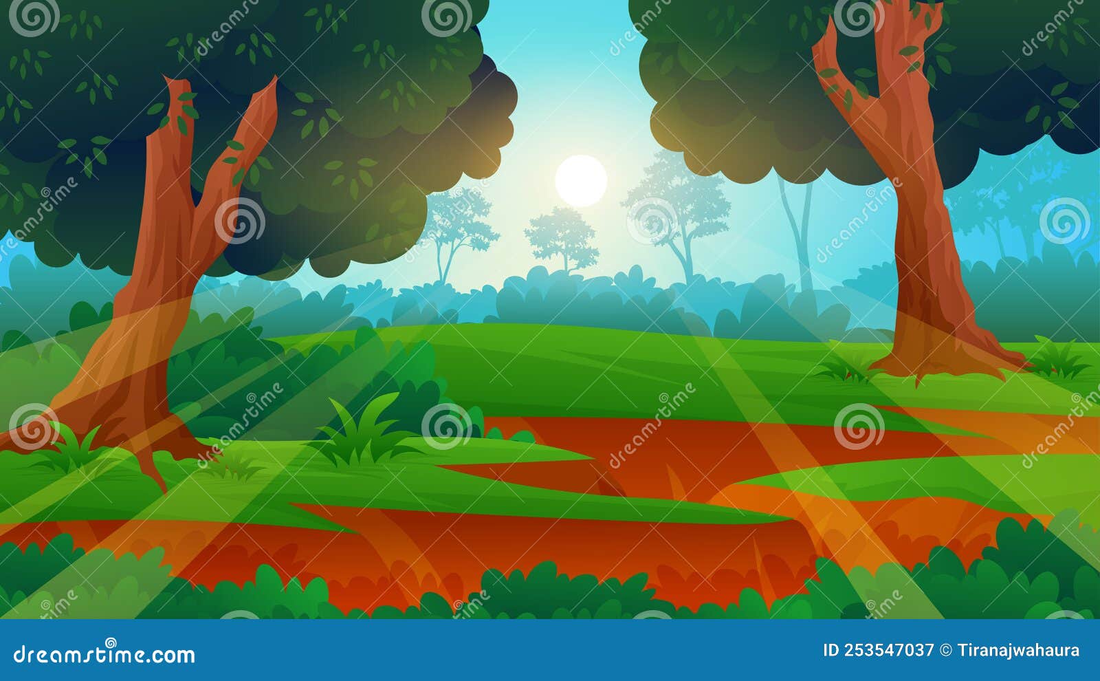 Landslide in the Middle of the Forest Cartoon Vector Illustration Stock ...