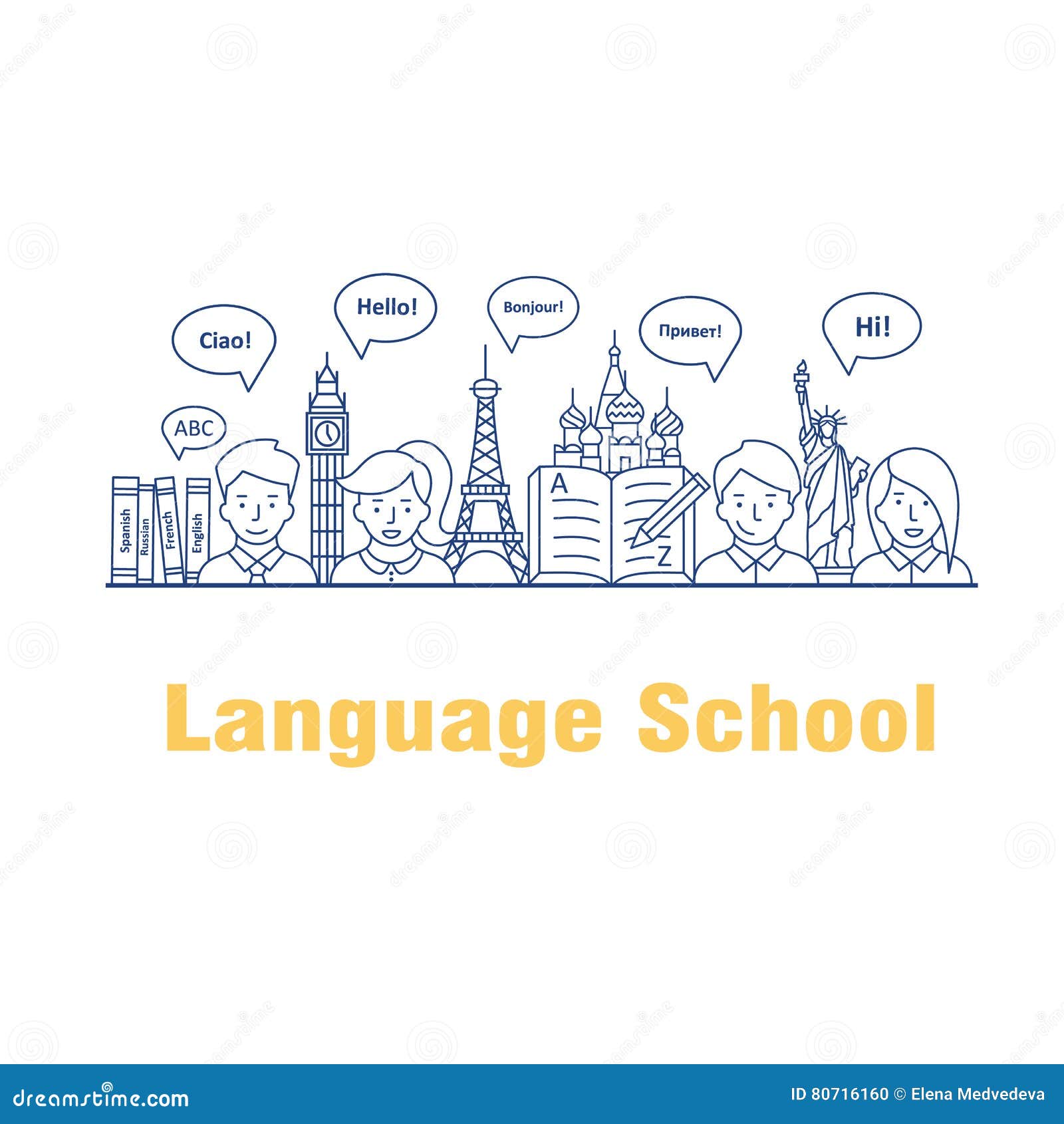Vector Illustration for the Language Courses and Schools. Stock Vector ...