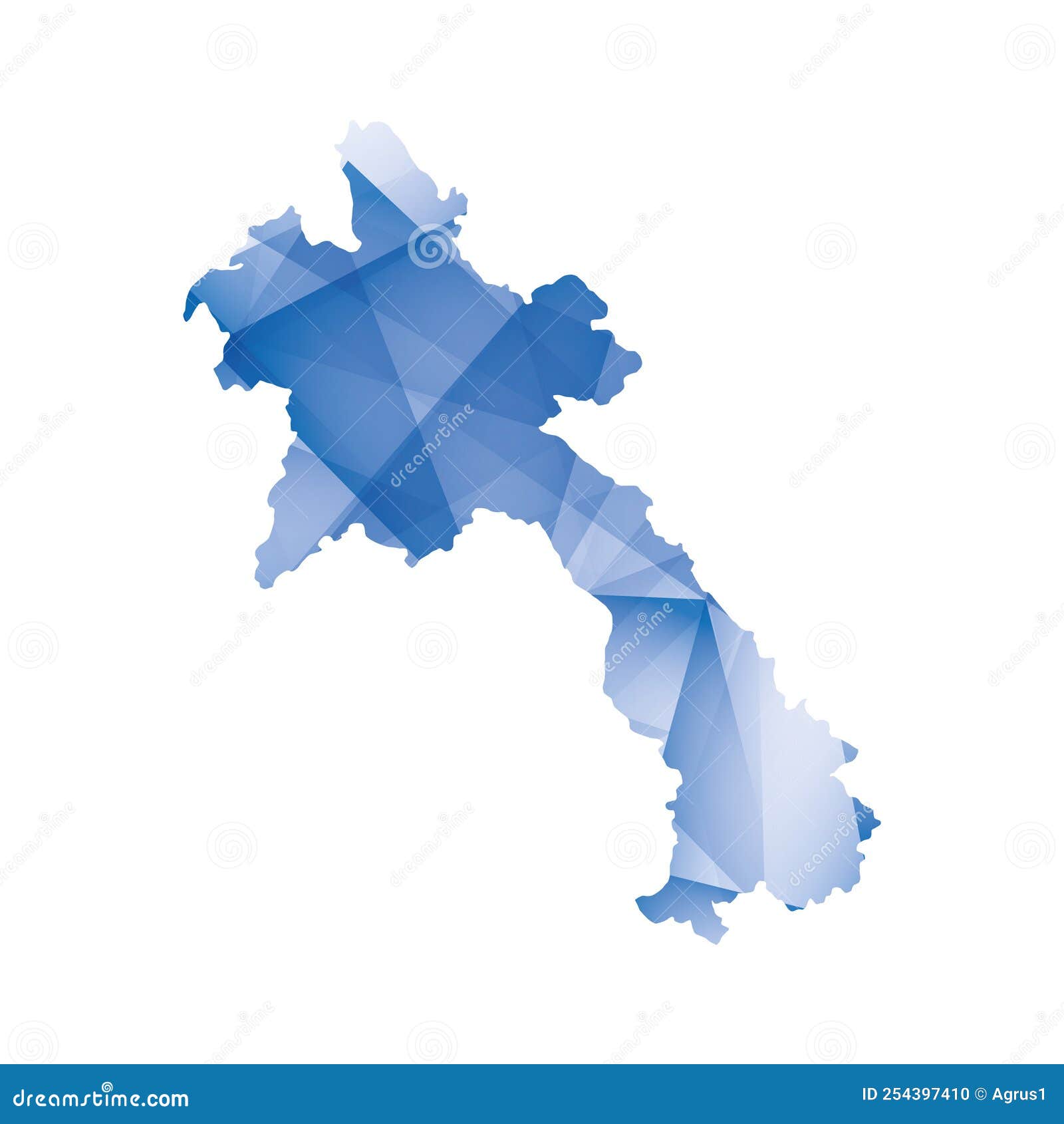 Vector Illustration of Laos Map with Blue Colored Geometric Shapes ...
